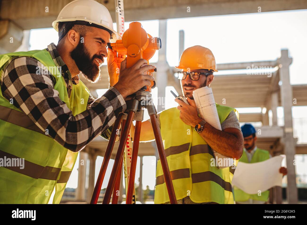 Picture of construction engineer working on building site Stock Photo ...