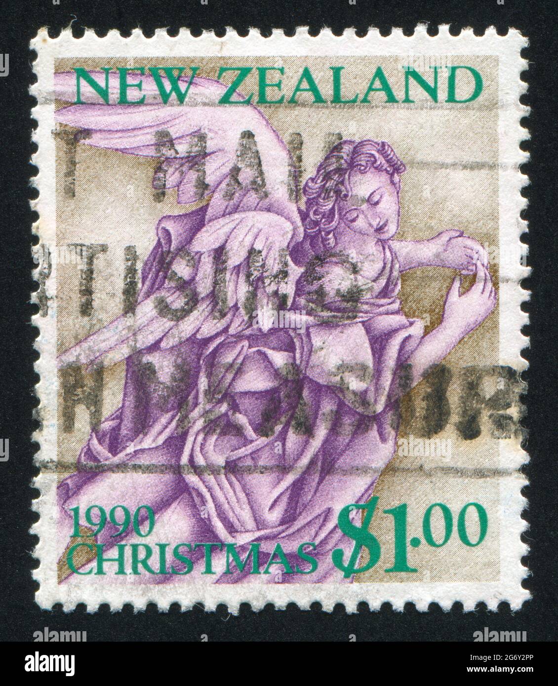 NEW ZEALAND - CIRCA 1990: stamp printed by New Zealand, shows angel ...