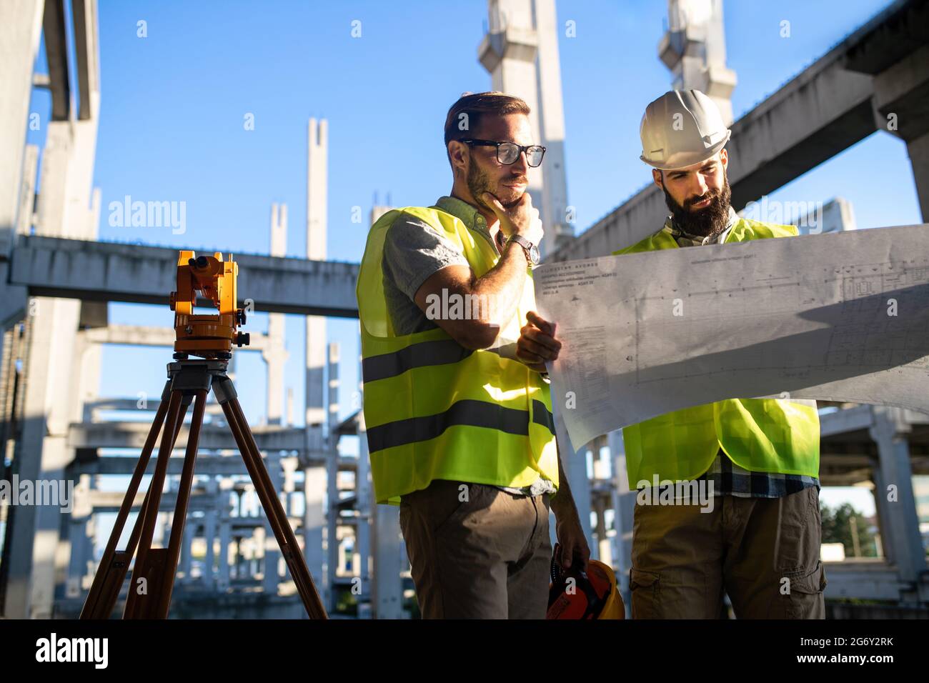 Picture of construction engineer working on building site Stock Photo ...