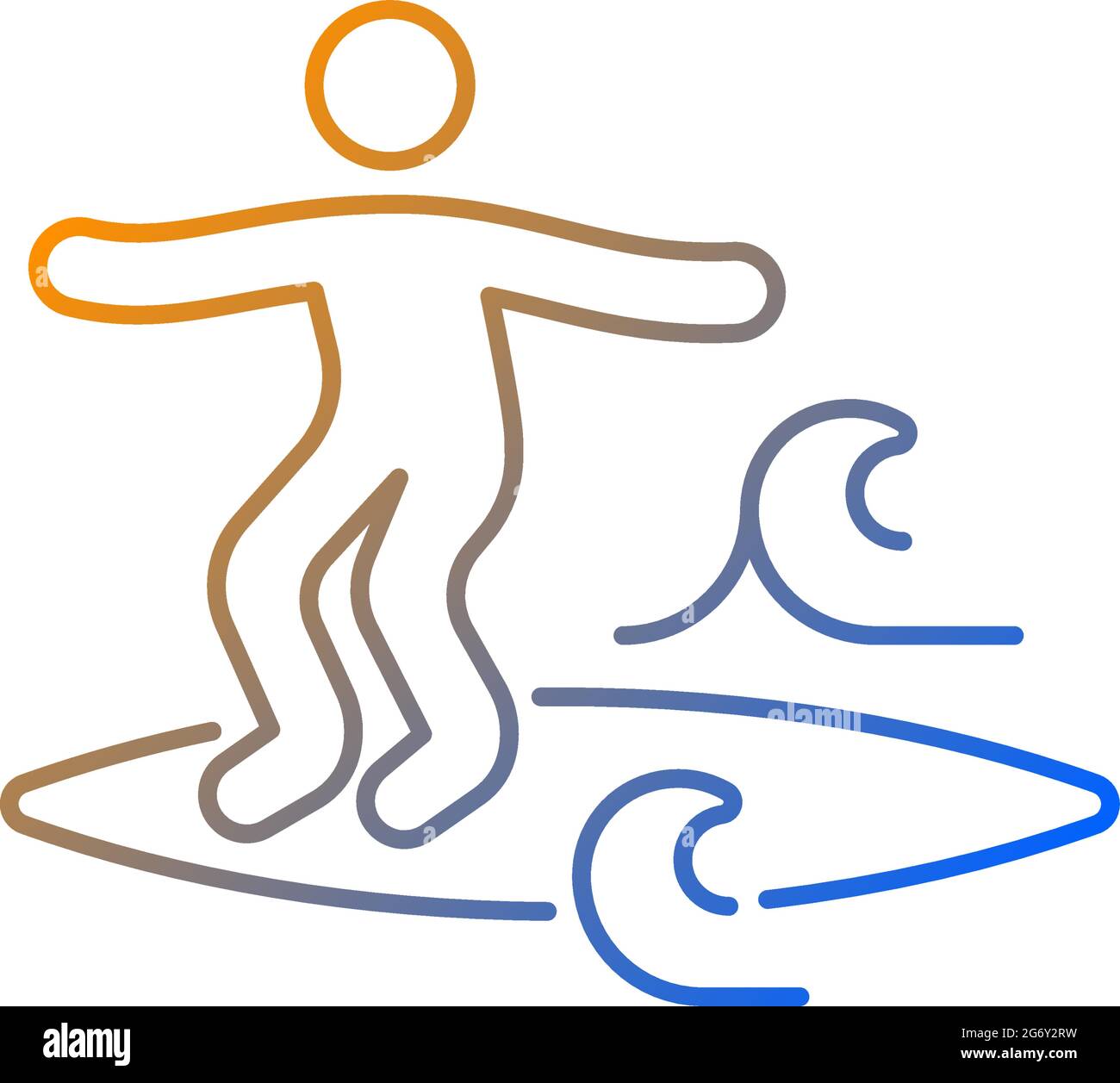 Noseriding surfing technique gradient linear vector icon Stock Vector ...