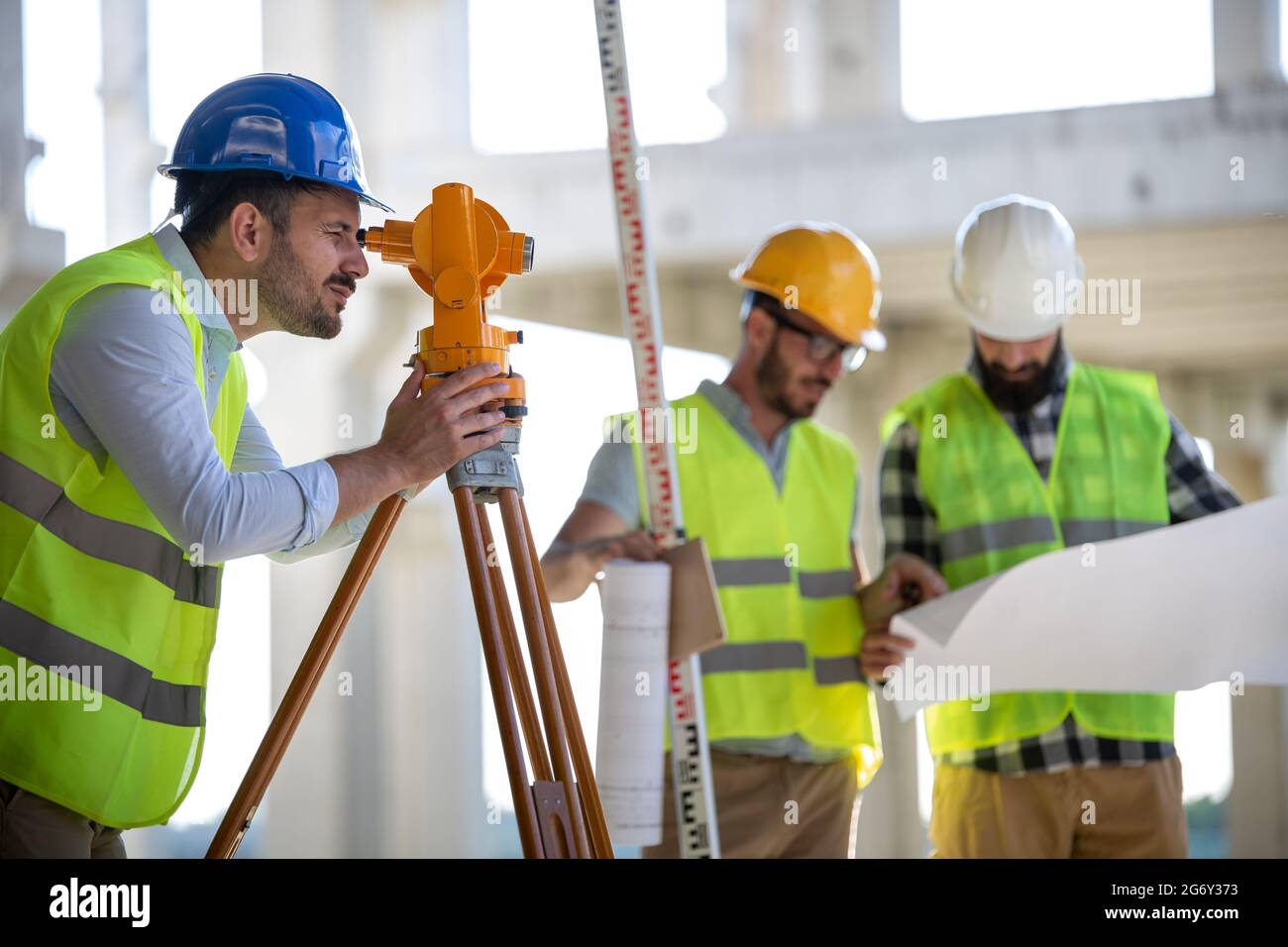 Picture of construction engineer working on building site Stock Photo ...