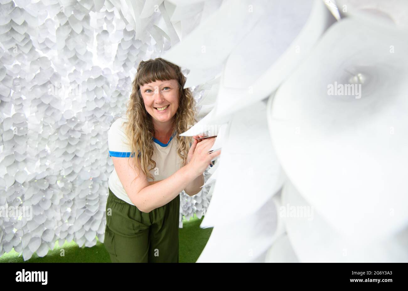 EDITORIAL USE ONLY Artist Anna Berry with her installation entitled ...