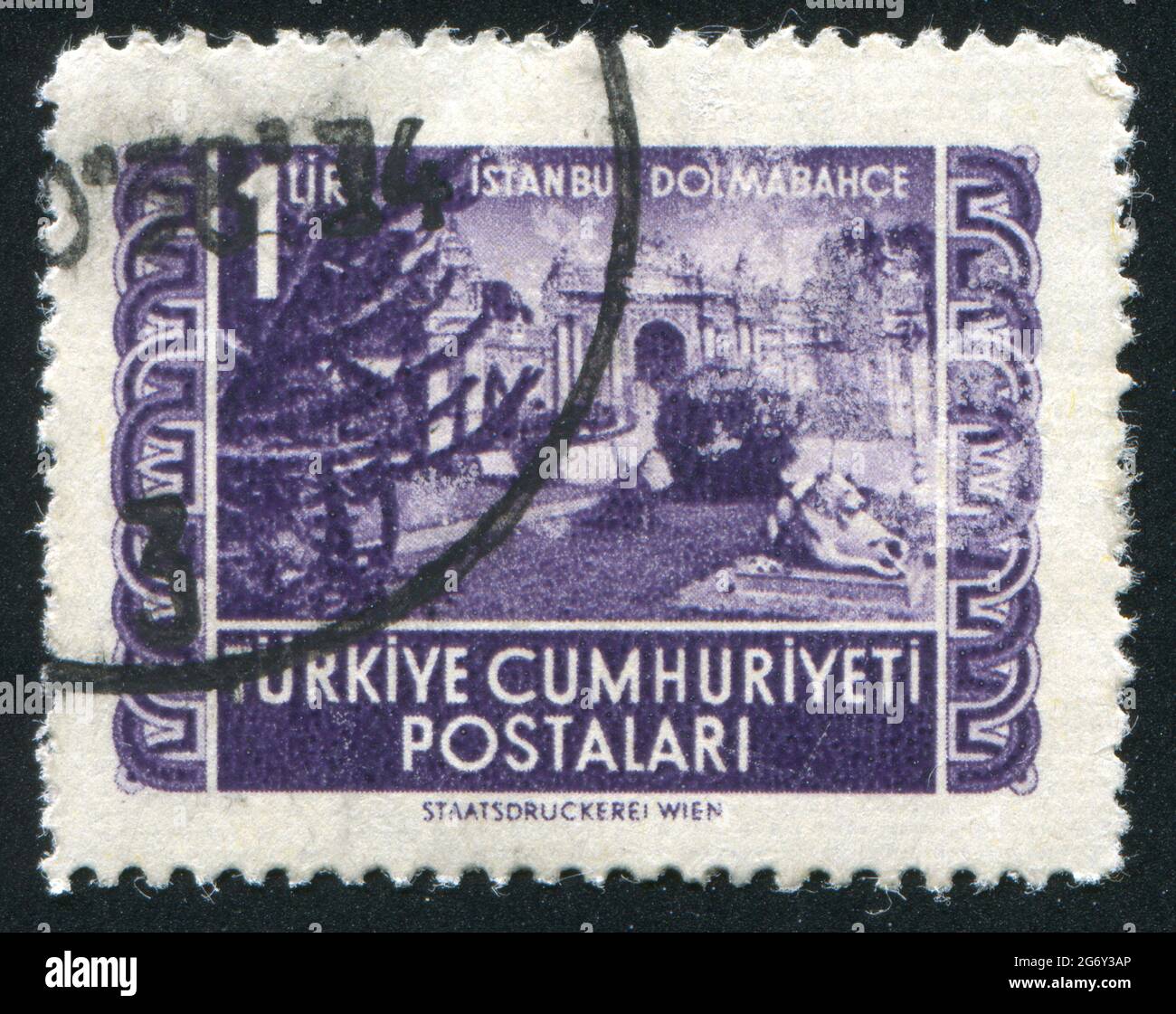 TURKEY - CIRCA 1952: stamp printed by Turkey, shows Palace, Istanbul ...