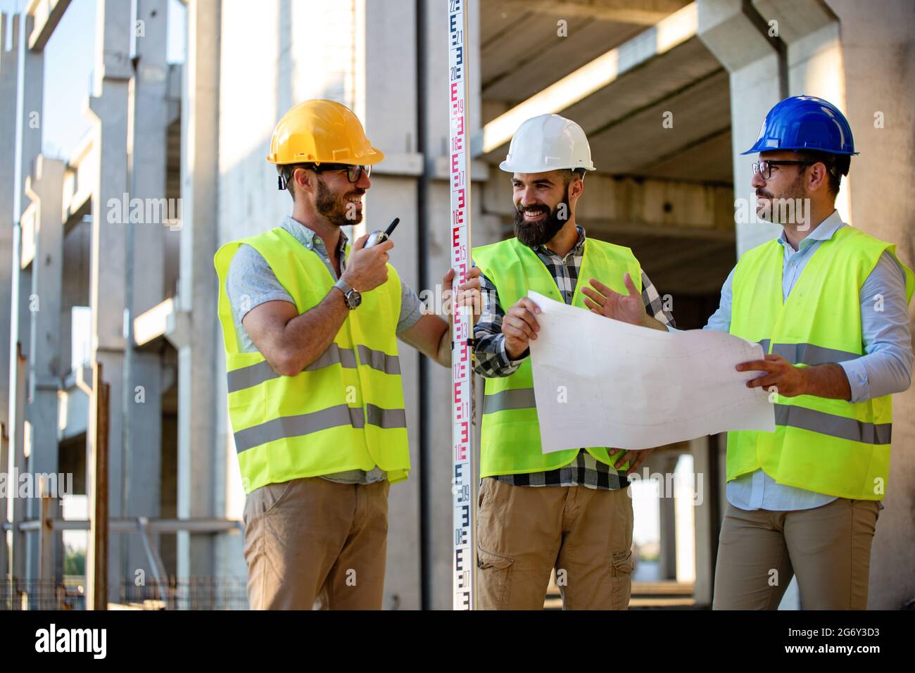 Picture of construction engineer working on building site Stock Photo ...