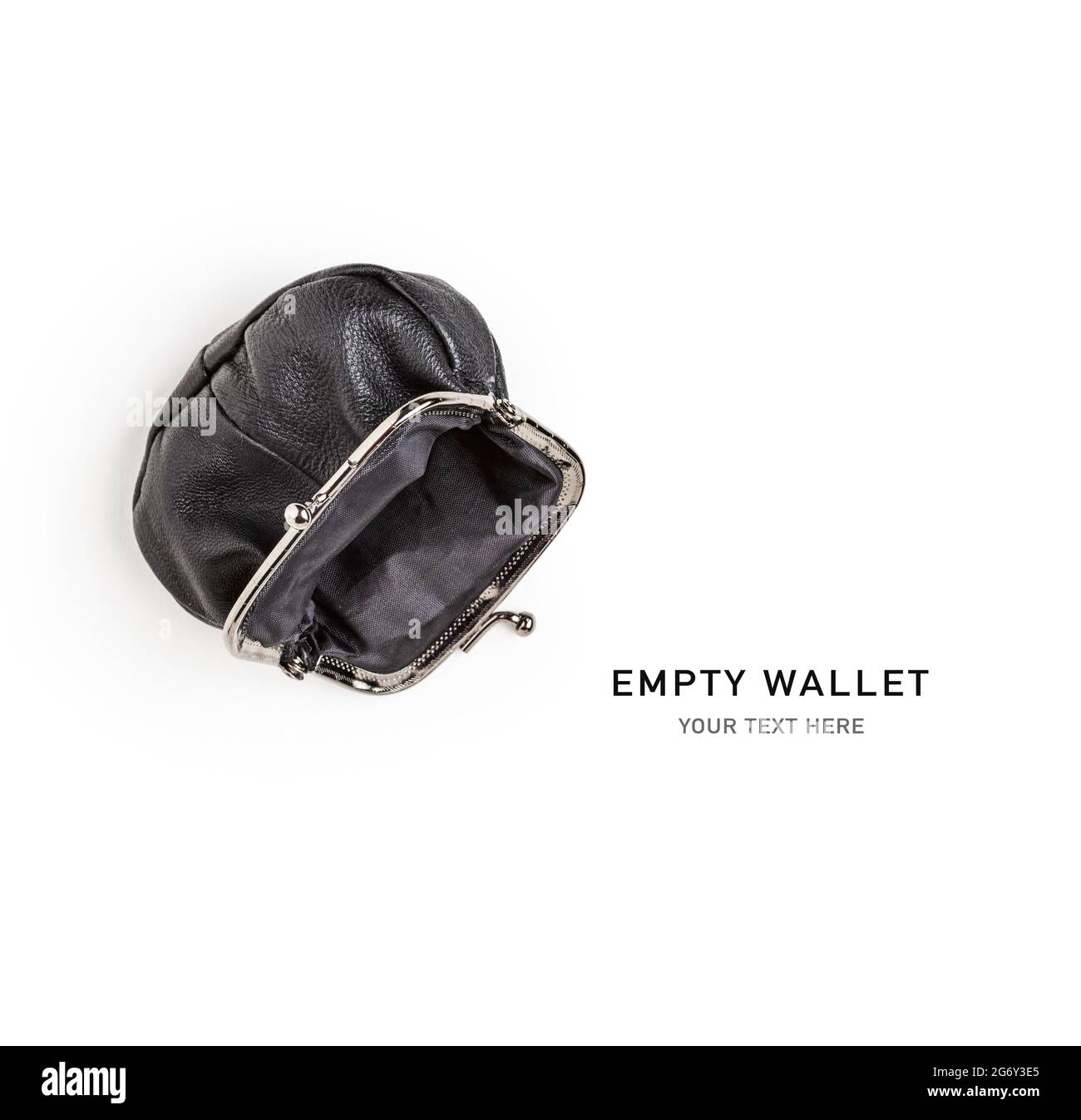 Black coin purse isolated on white background. Empty vintage cash ...