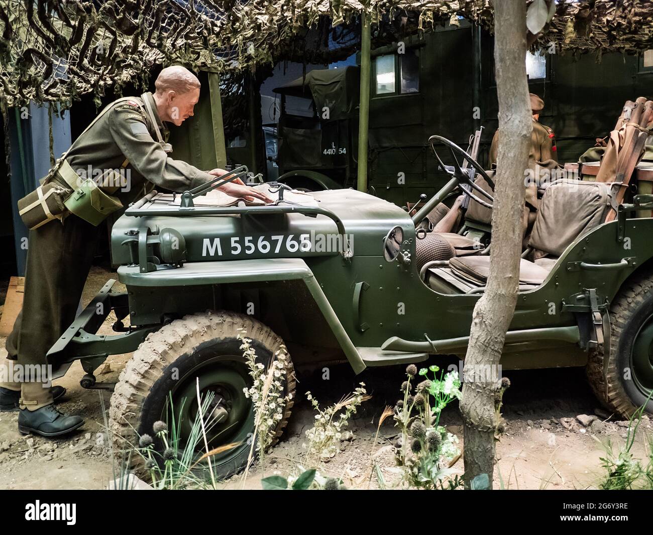 Canadian Officer map reading on a Ford GPW Jeep at Duxford museum Stock ...