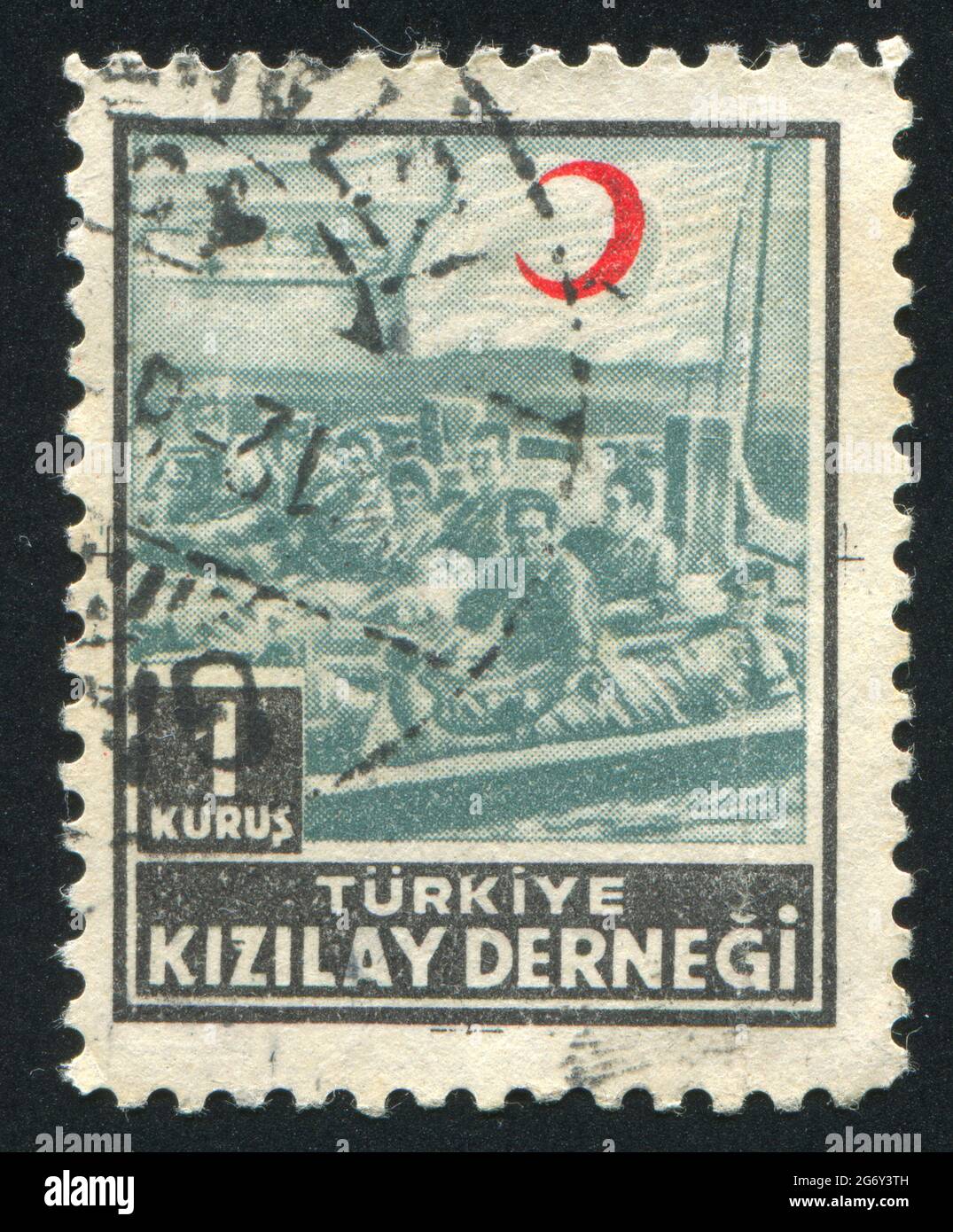 TURKEY- CIRCA 1953: stamp printed by Turkey, shows red crescent, circa ...