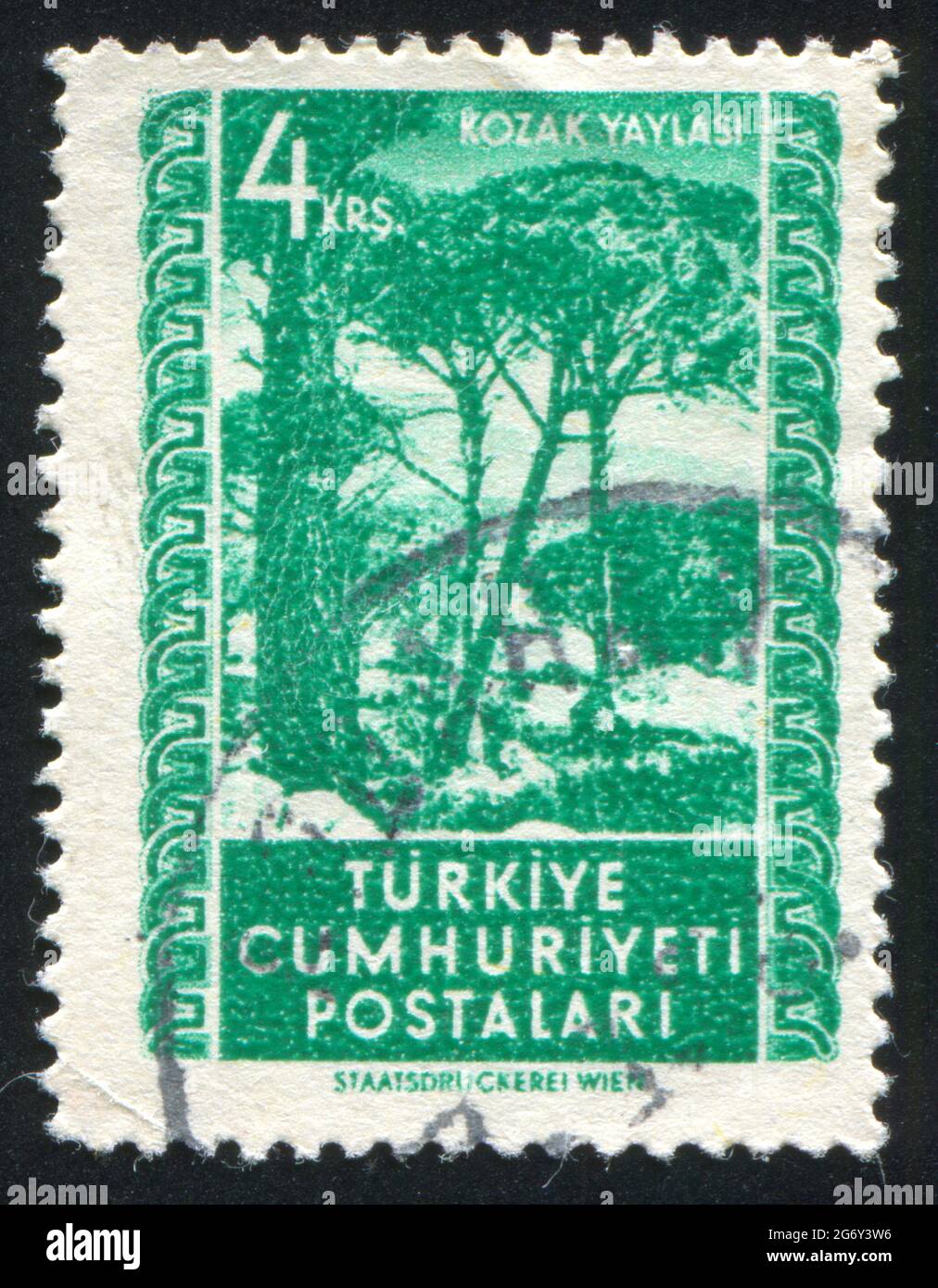 TURKEY - CIRCA 1952: stamp printed by Turkey, shows Kozak plateau ...