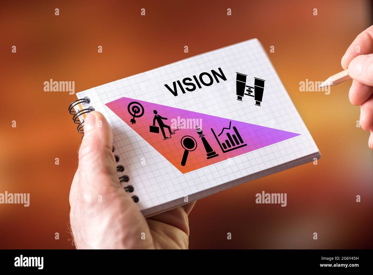 Hand drawing vision concept on a notepad Stock Photo - Alamy