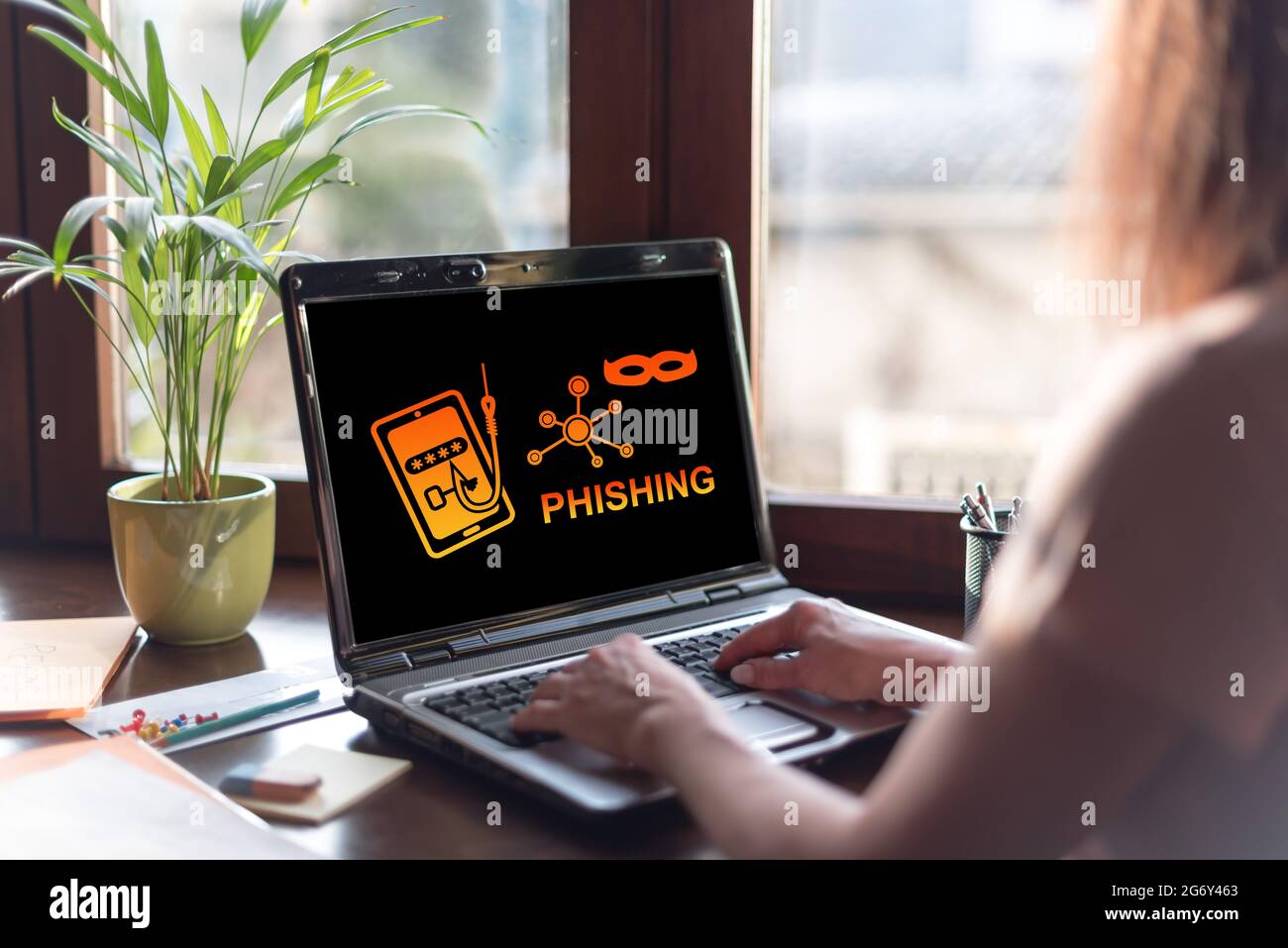 Laptop screen displaying a phishing concept Stock Photo - Alamy