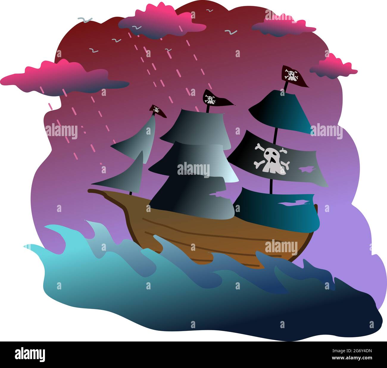 Pirate vessel ride the storm Stock Photo - Alamy
