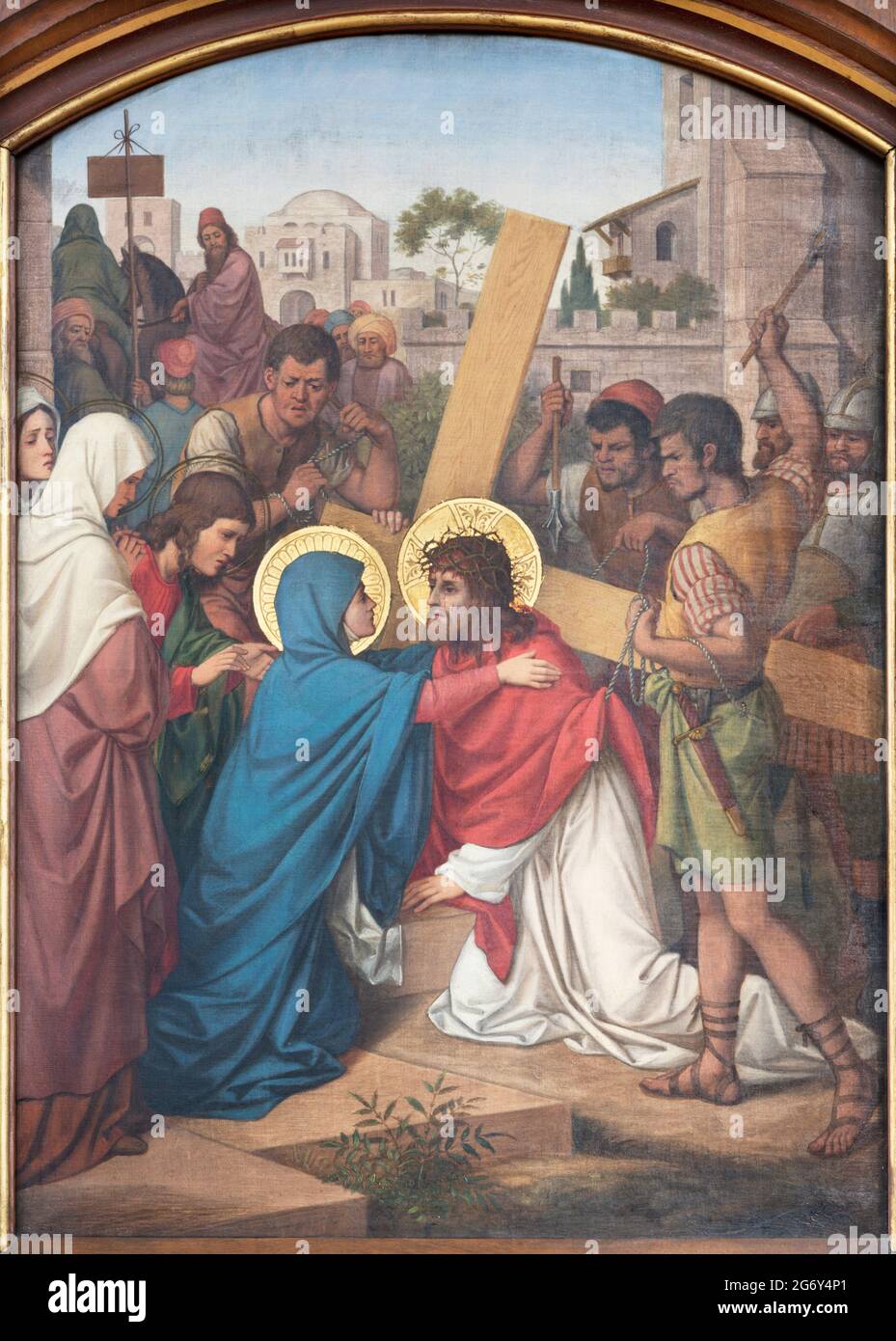 VIENNA, AUSTIRA - JUNI 17, 2021: The painting fresco Jesus meet his ...