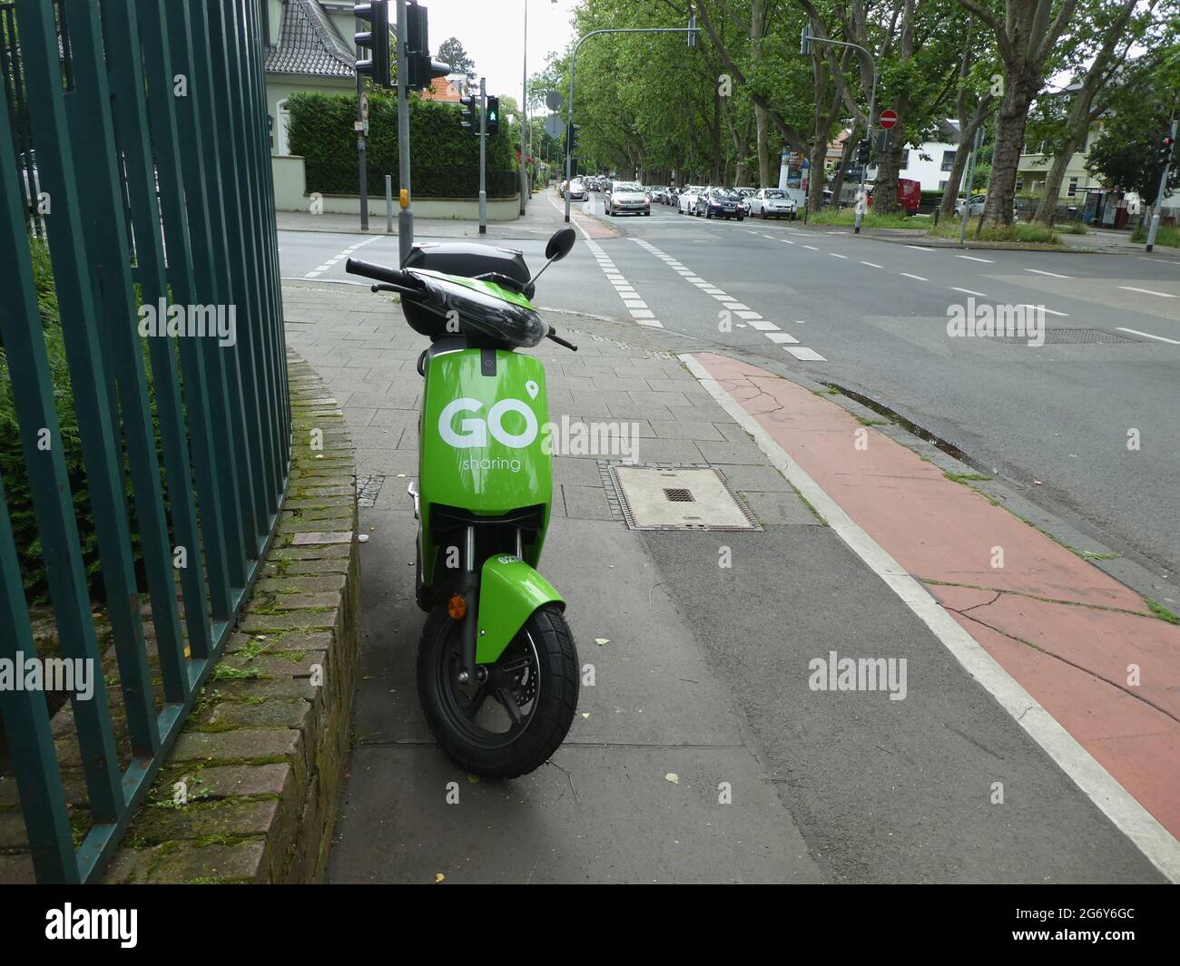 06 July 2021, North Rhine-Westphalia, Cologne: An electric scooter of ...