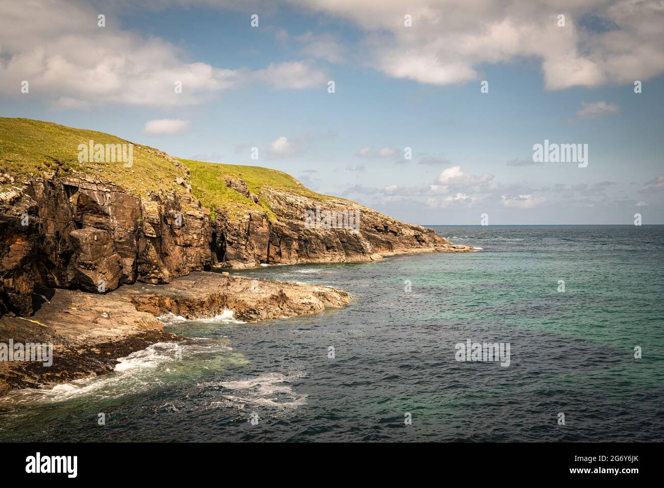A summer 3 shot HDR image of the cliffs around Port of Ness, Port Nis ...