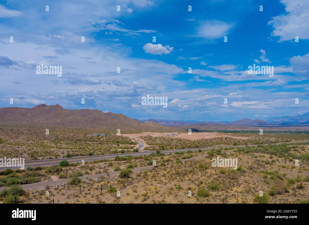 Aerial view of Arizona mountains in high speed highway Stock Photo - Alamy