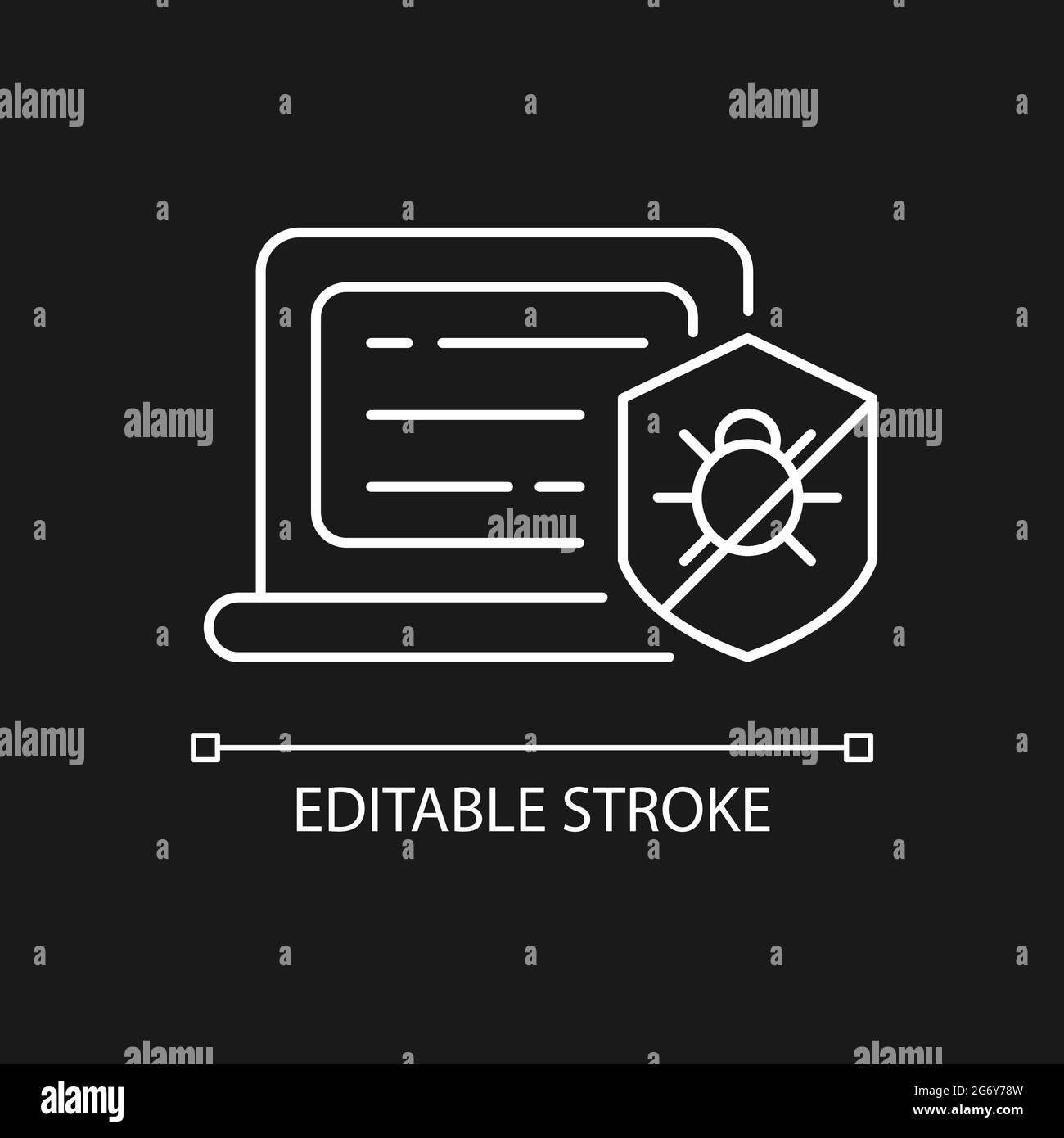 Antivirus software white linear icon for dark theme Stock Vector Image ...