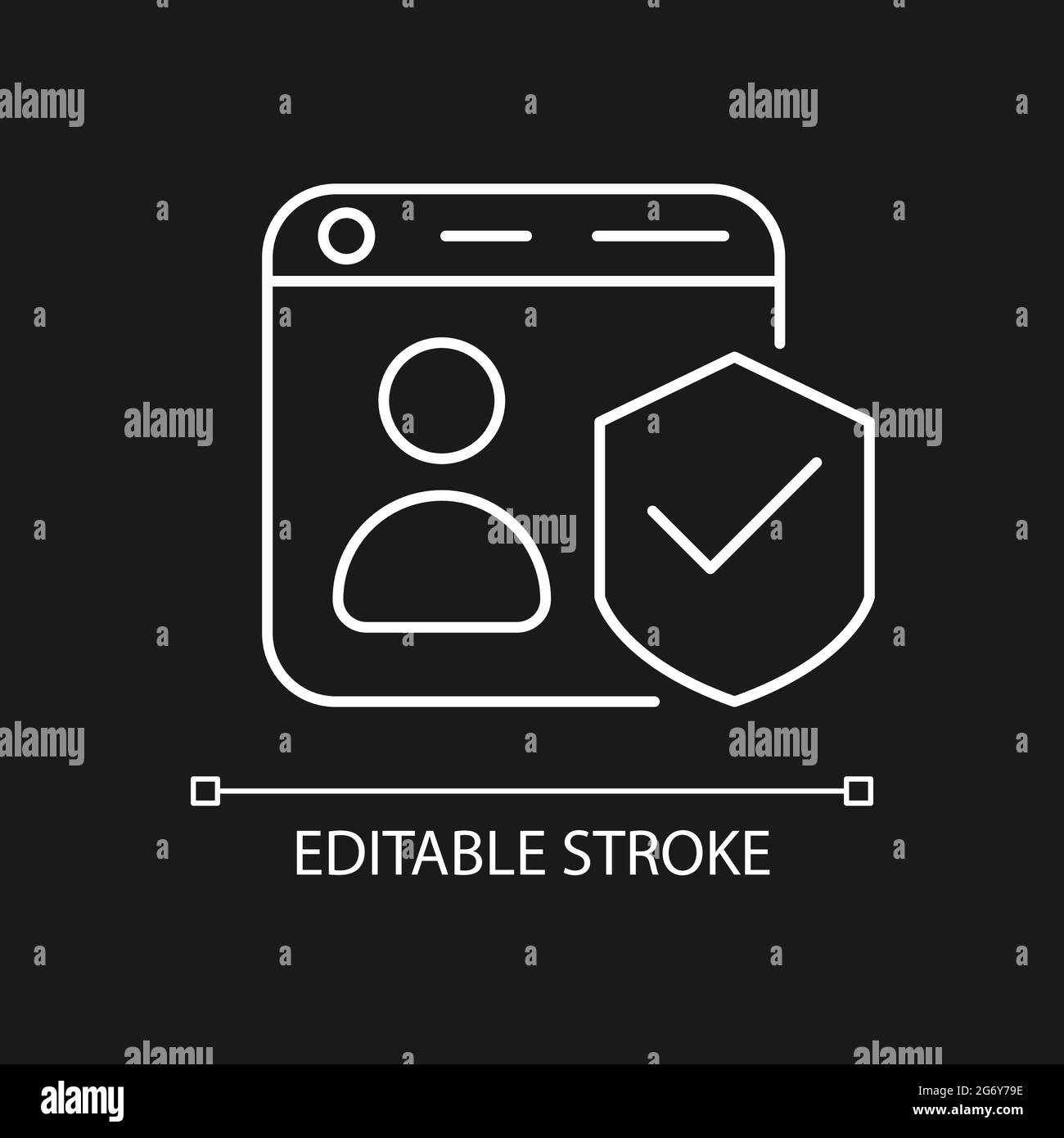 Securing accounts white linear icon for dark theme Stock Vector Image ...