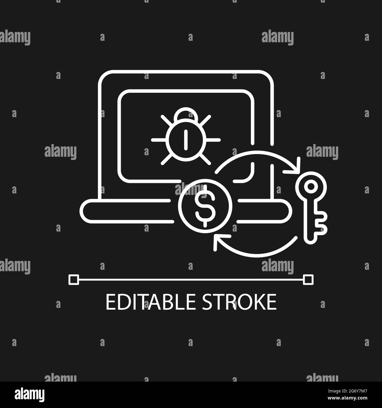 Ransomware white linear icon for dark theme Stock Vector Image & Art - Alamy
