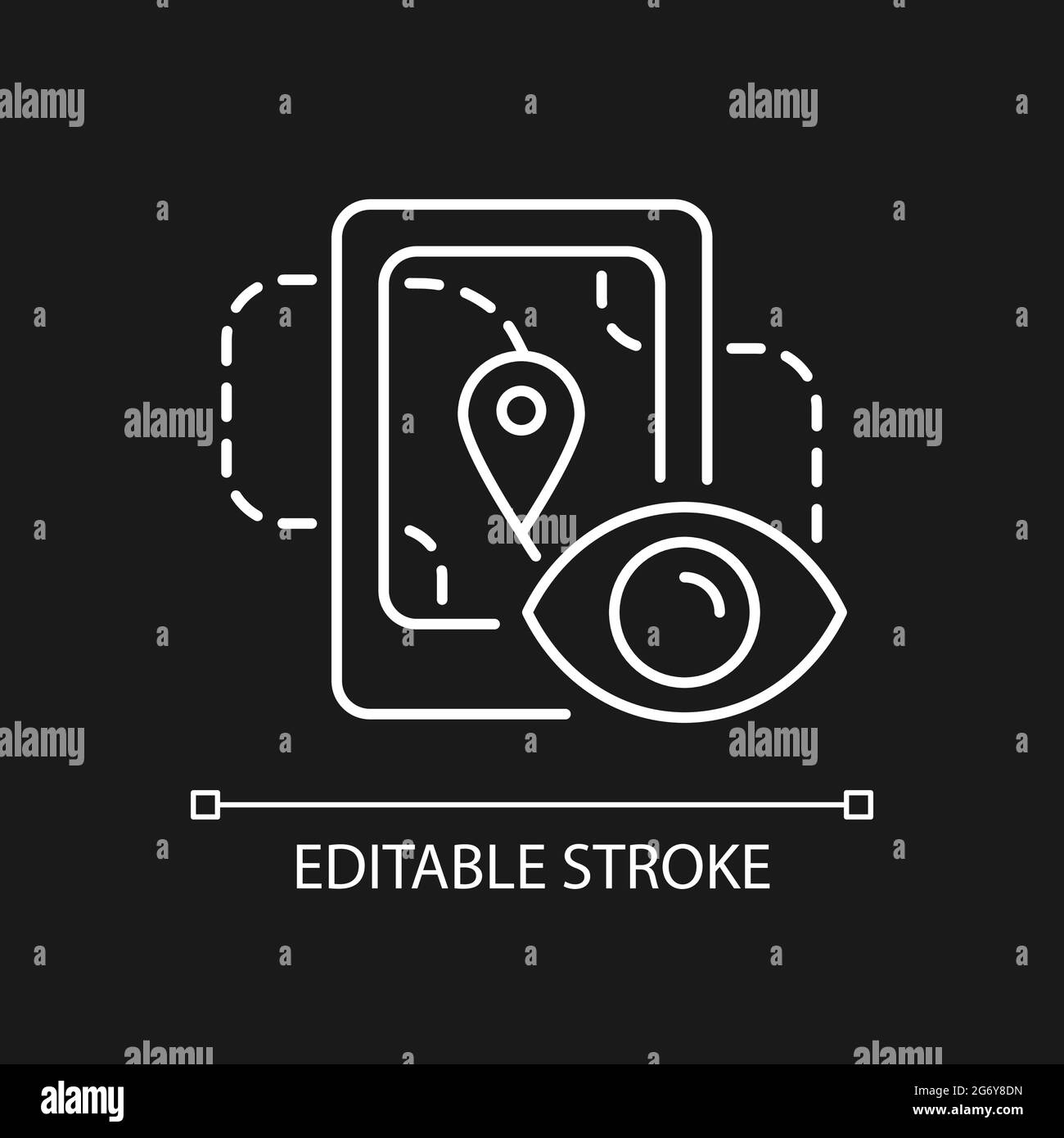 Location tracking white linear icon for dark theme Stock Vector Image ...