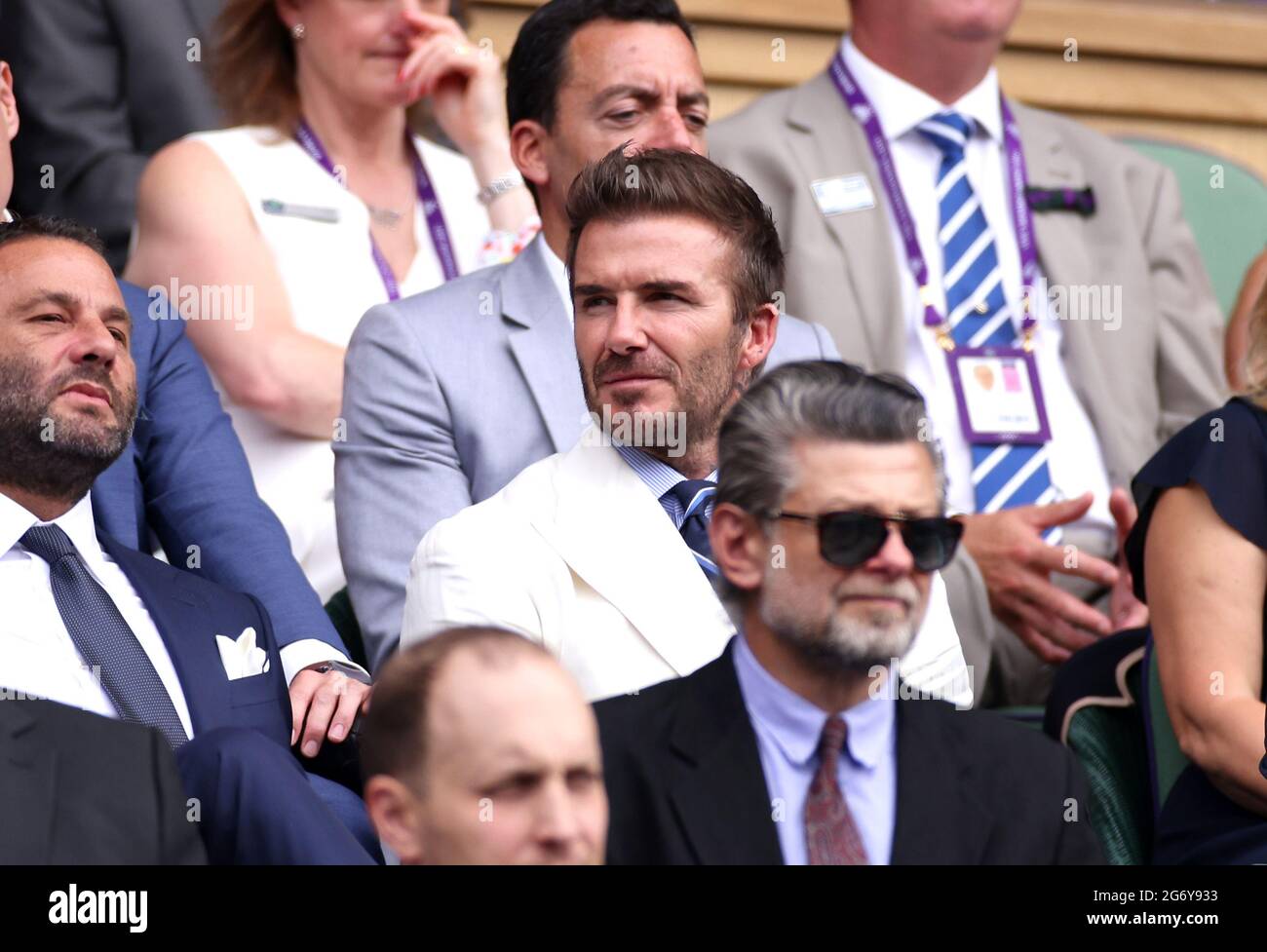 David Beckham in the royal box on centre court on day eleven of ...