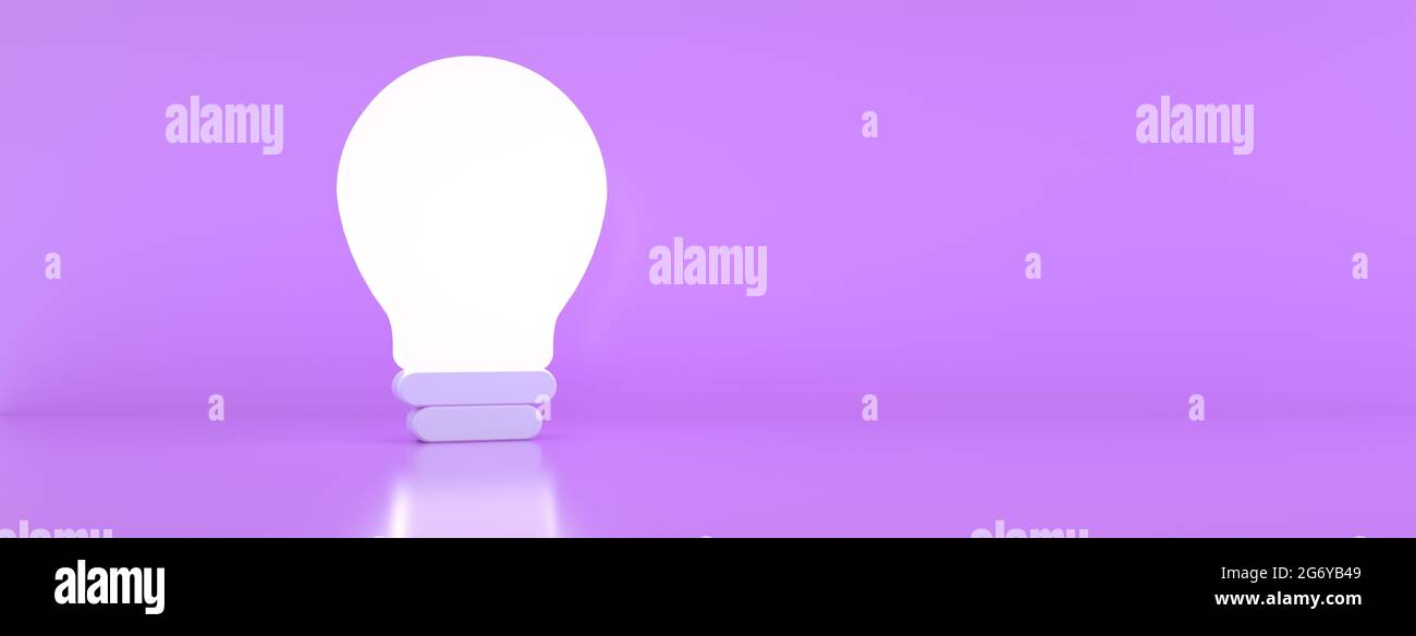 illuminated light bulb over purple background, creative idea concept ...
