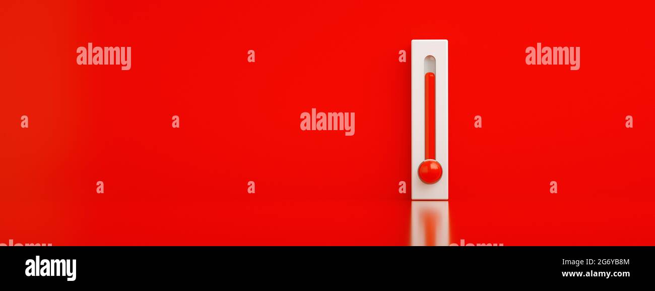 red thermometer 3d render, concept of hot weather, panoramic image ...