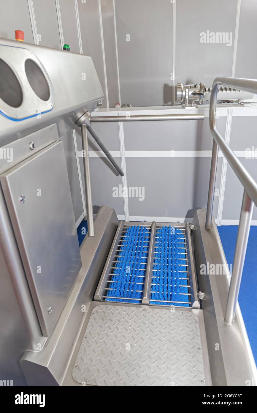 Hand Disinfection and Sole Cleaning Pass Through Turnstile System Stock ...
