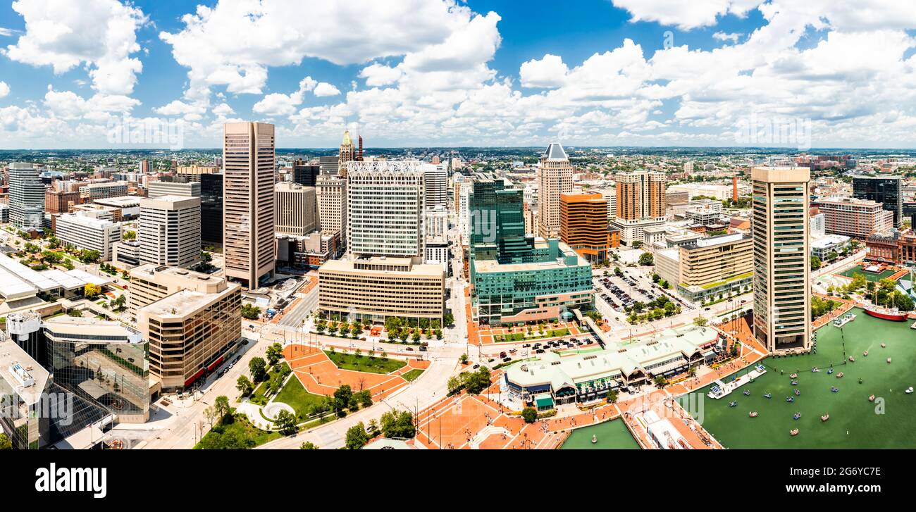 Aerial panorama of Baltimore skyline Stock Photo - Alamy