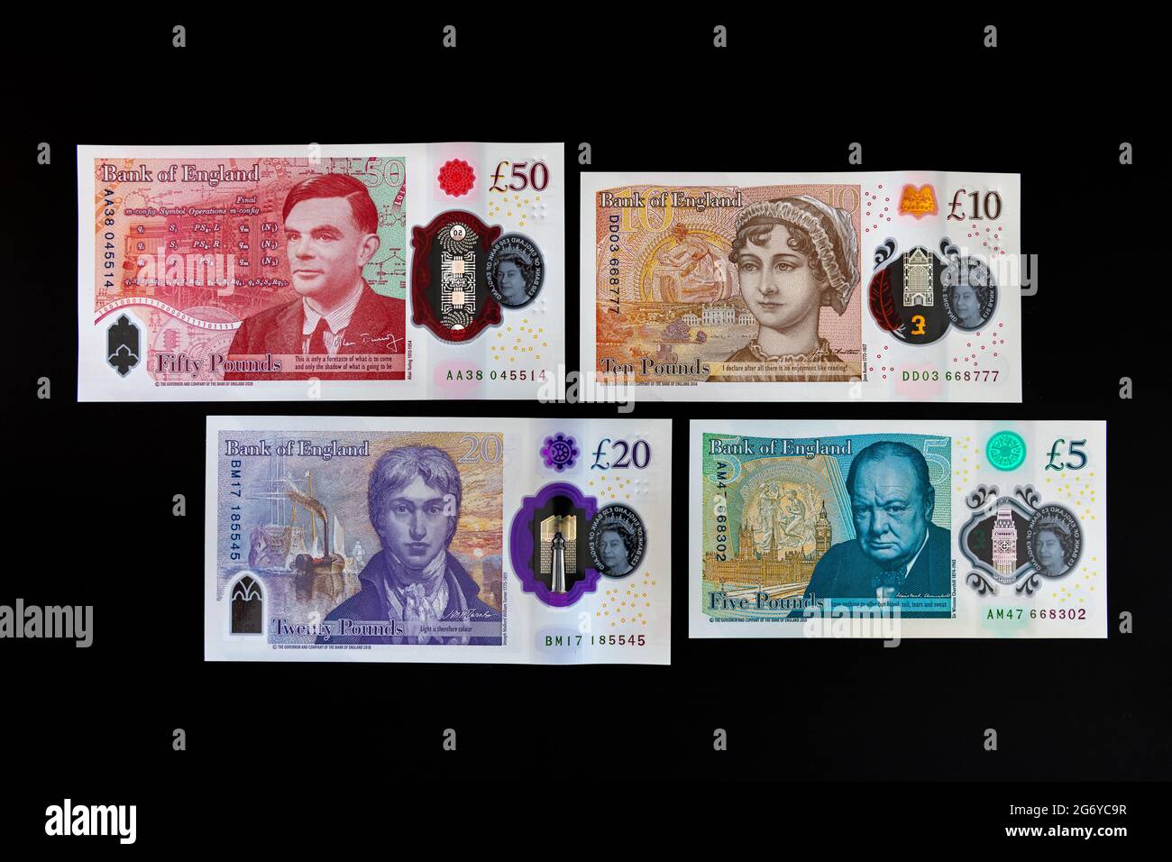 Bank of England new polymer banknotes featuring Winston Churchill, Jane ...