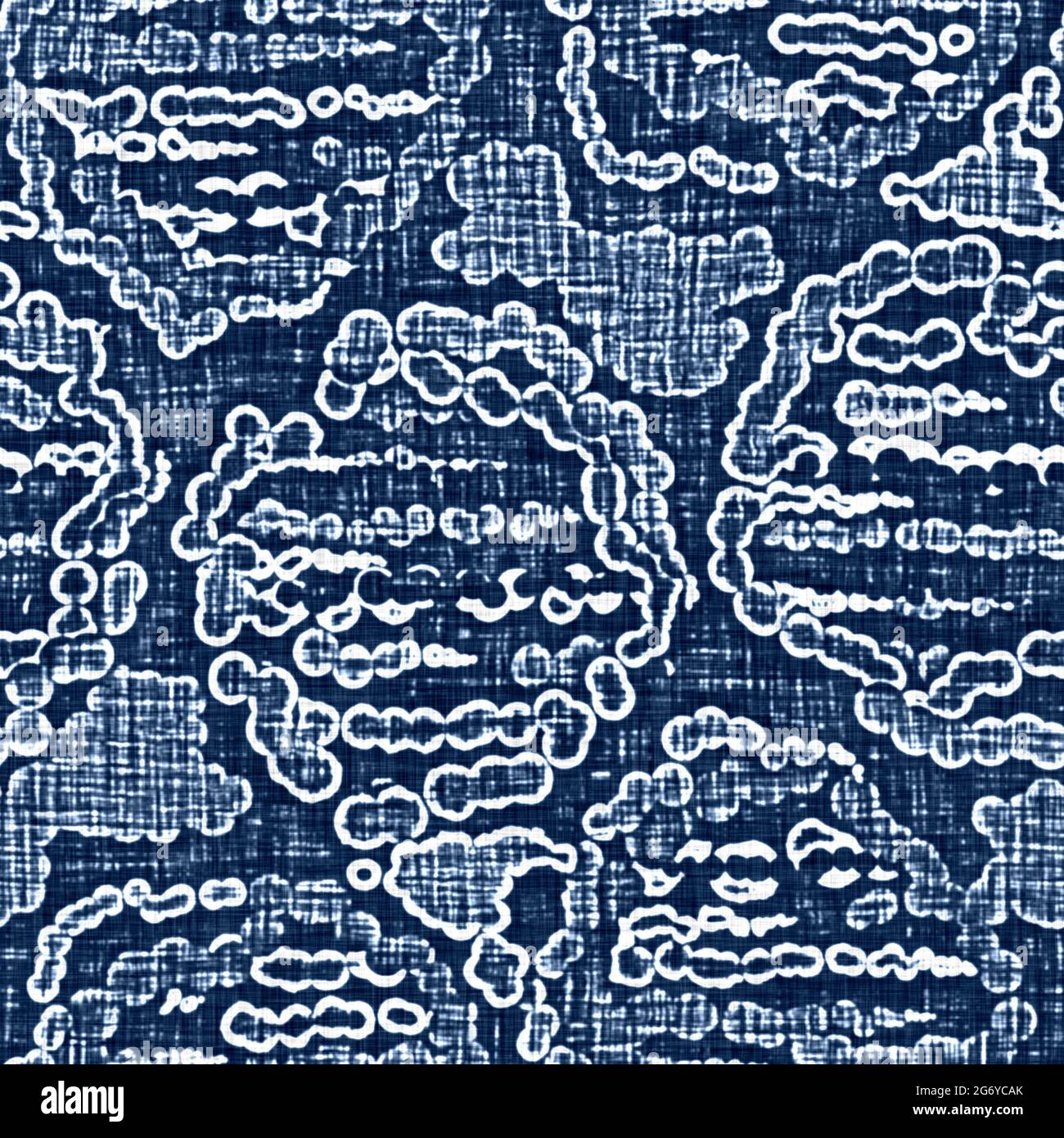 Acid wash blue jean effect texture with decorative linen geo motif ...