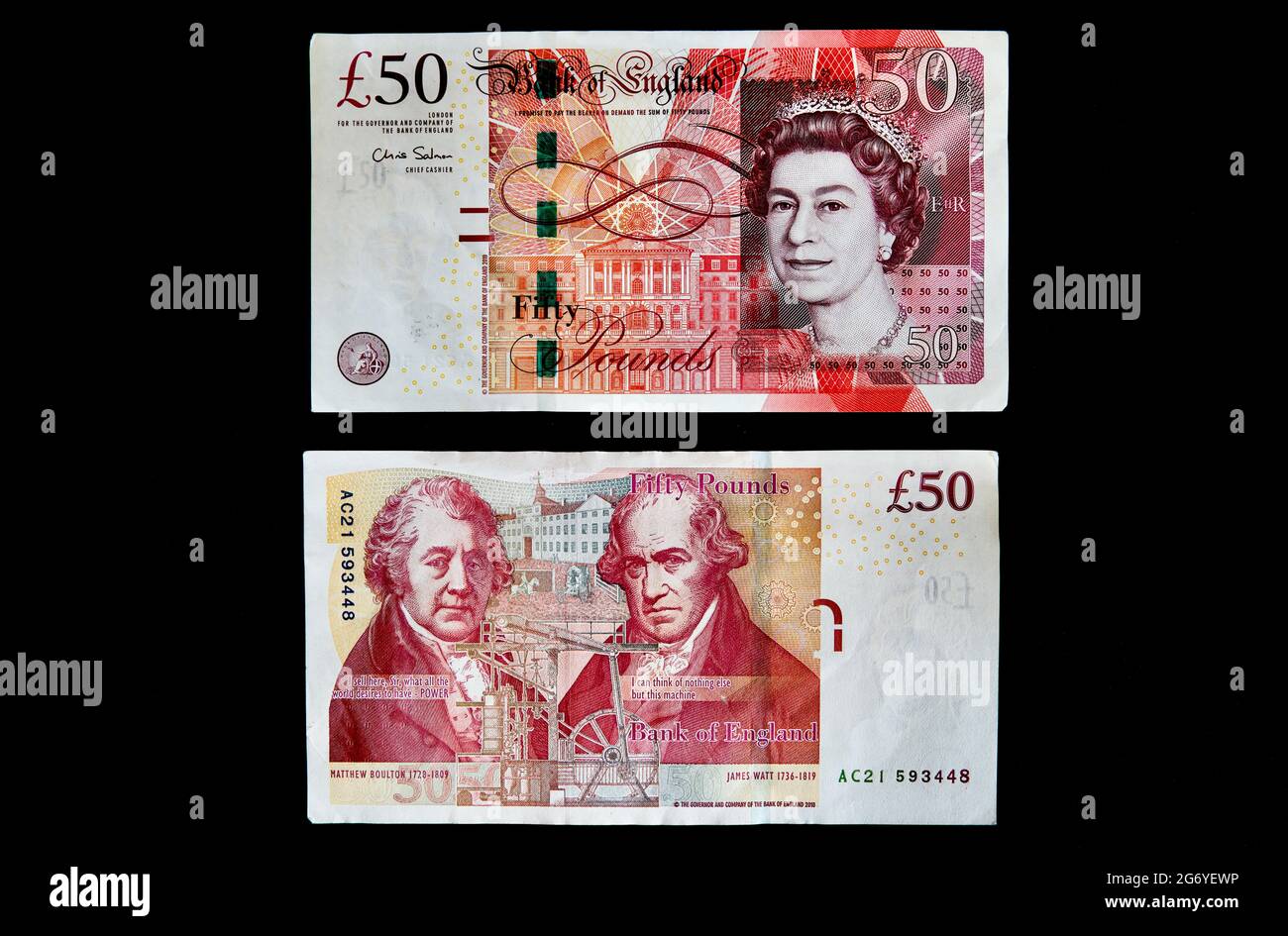 Bank of England £50 paper banknote featuring Matthew Boulton & James ...