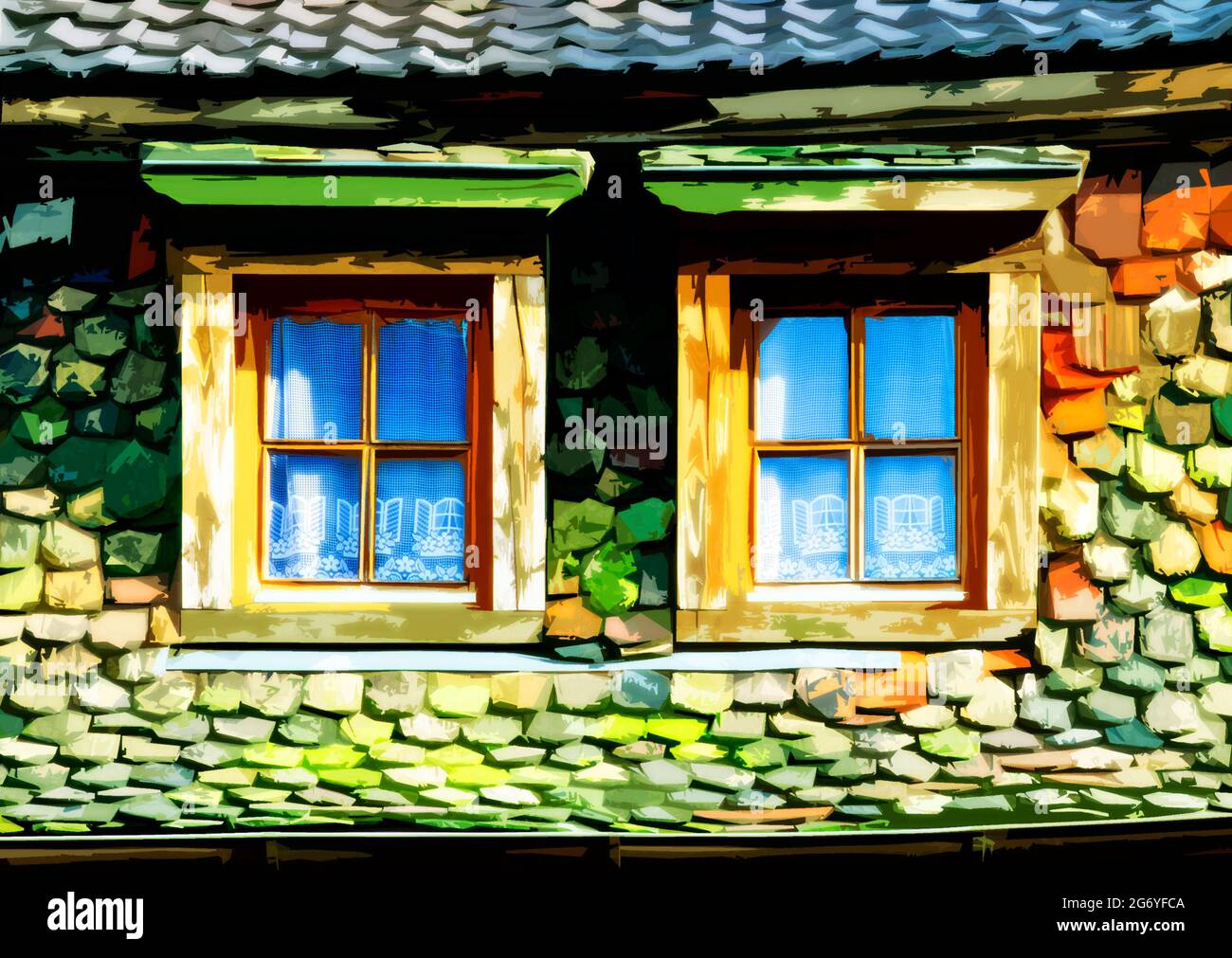 cottage windows, arty Stock Photo - Alamy