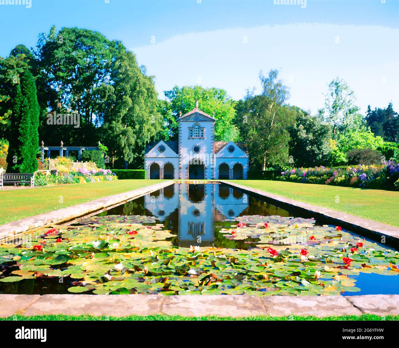 Water lily pond bodnant garden hi-res stock photography and images - Alamy