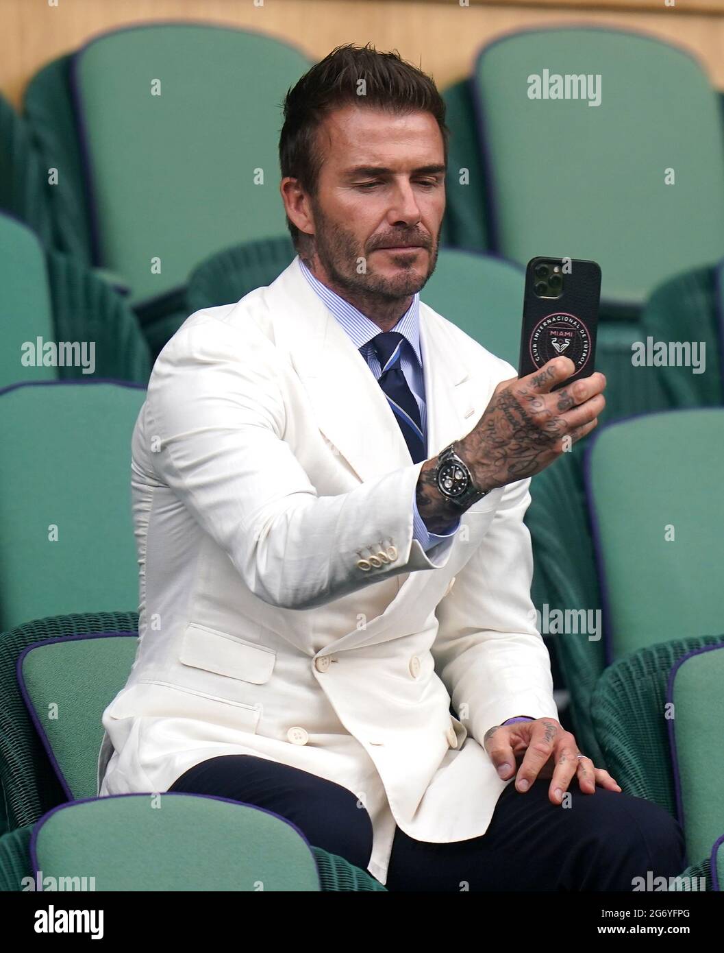David Beckham in the royal box on centre court on day eleven of ...