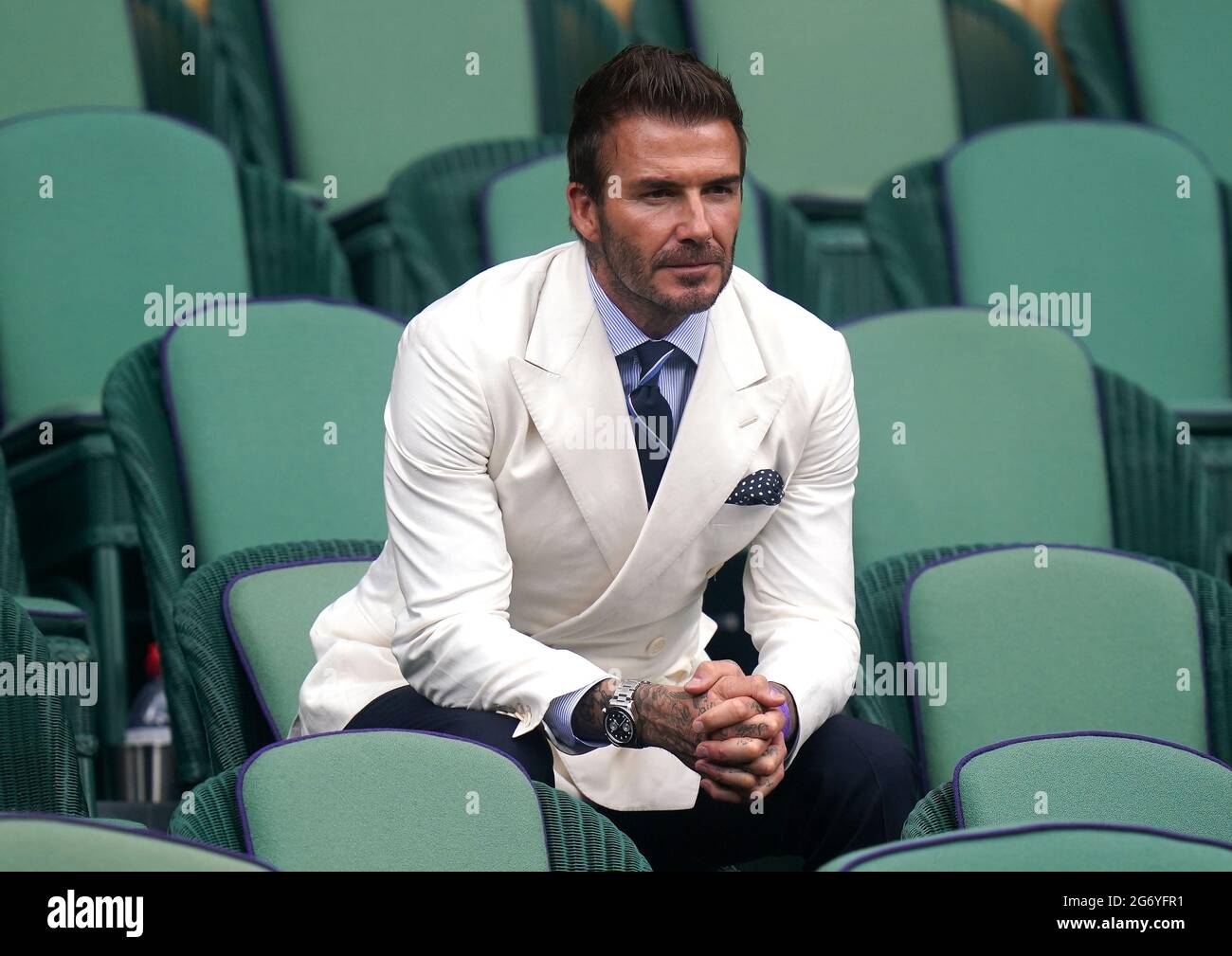 David Beckham in the royal box on centre court on day eleven of ...
