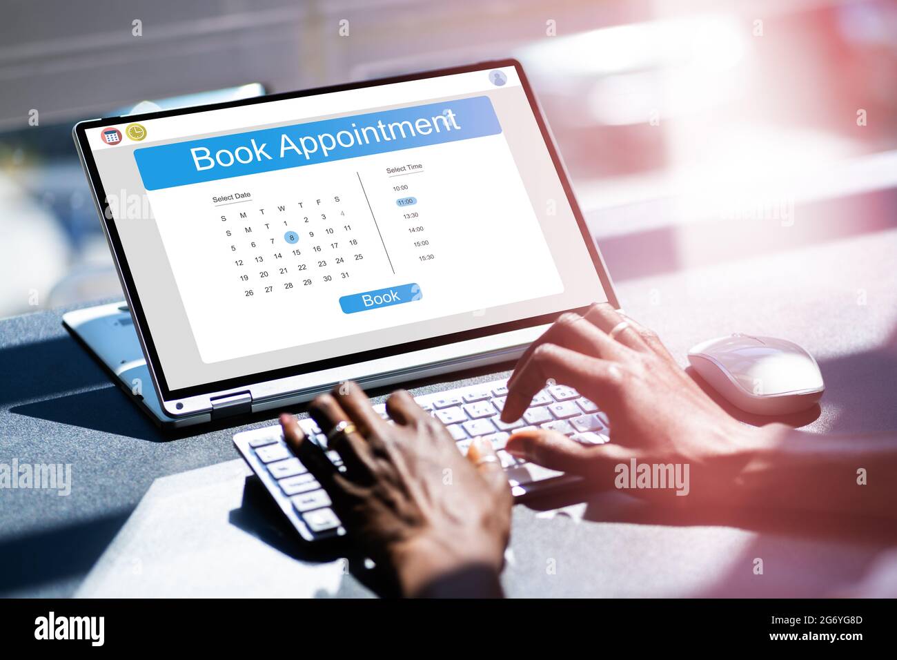 Booking Meeting Appointment On Laptop Computer Online Stock Photo - Alamy