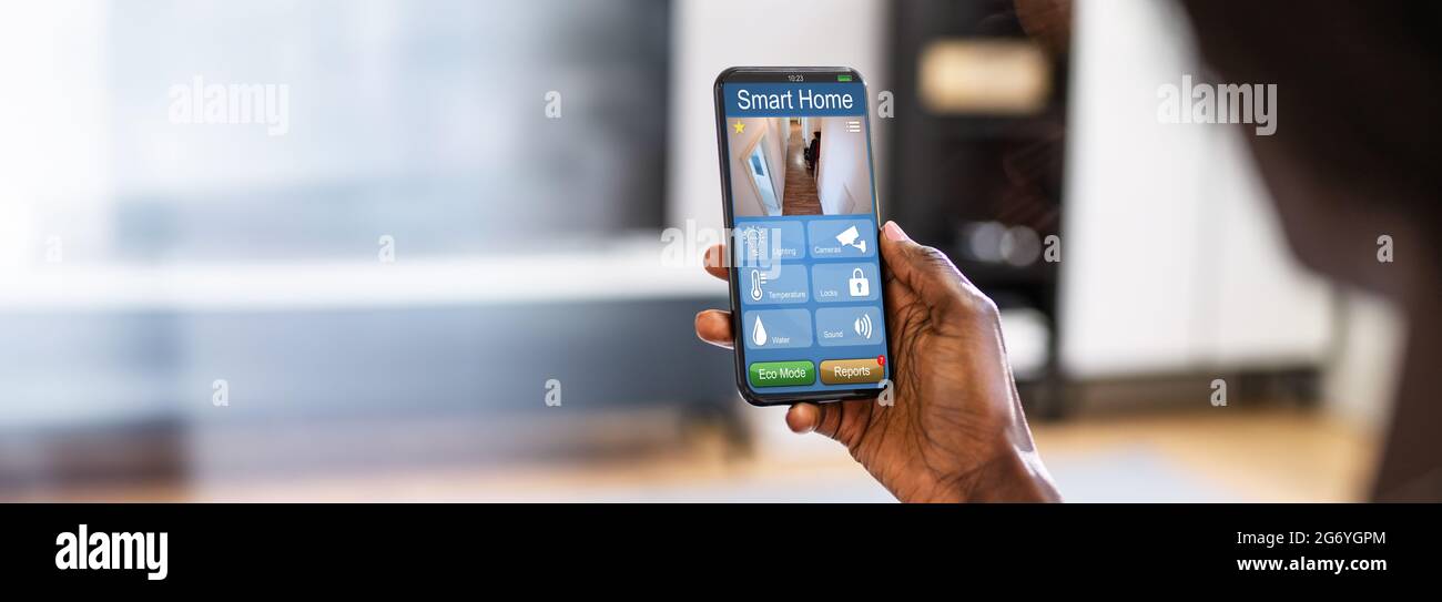 Security System CCTV Camera And Alarm Surveillance On Phone Screen ...