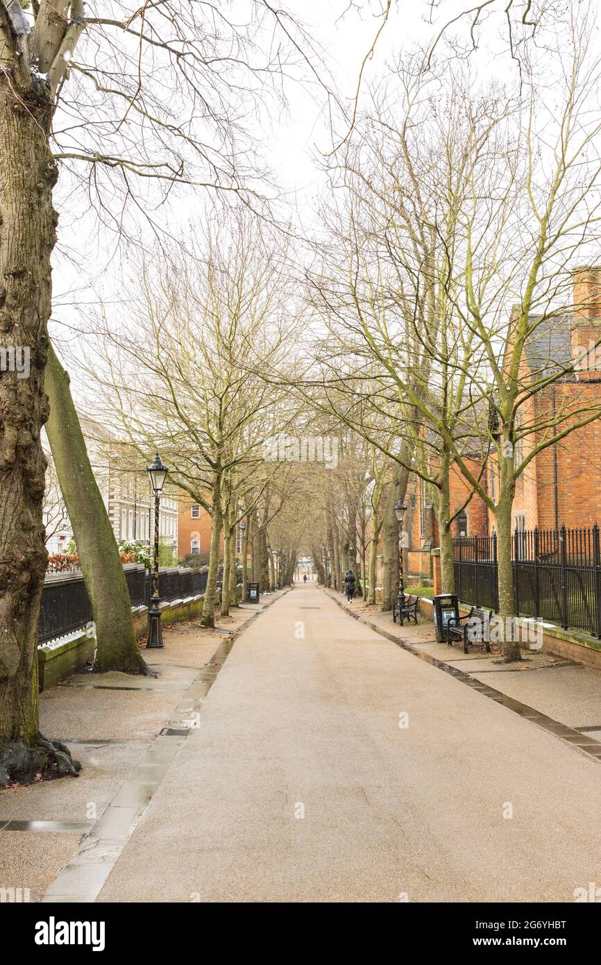 Long straight shot of New Walk going down to the Kings Street crossing ...