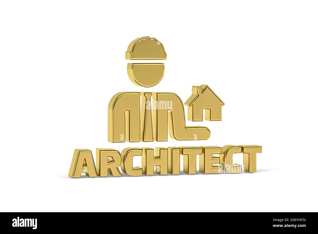 Golden 3d architect icon isolated on white background - 3d render Stock ...