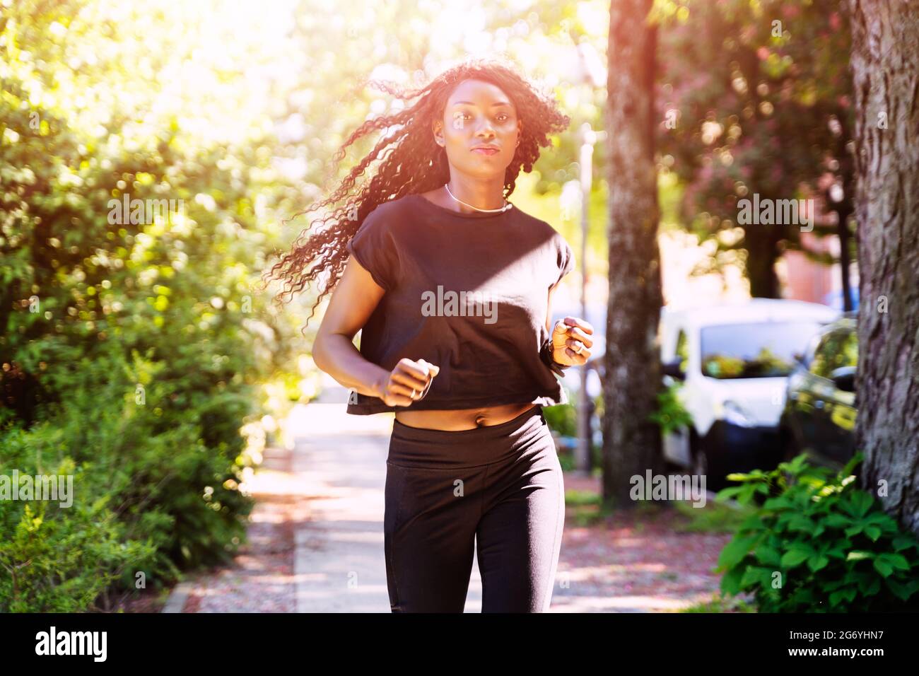 African American Runner Woman Training. Run Exercise Stock Photo - Alamy