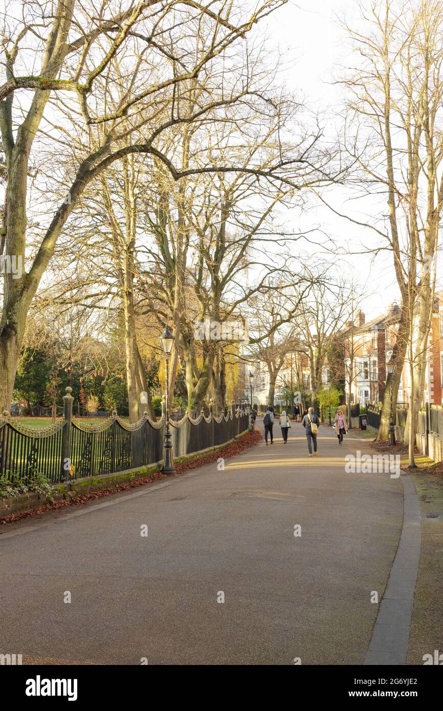 New Walk near University Road and The Oval, shows people walking down ...