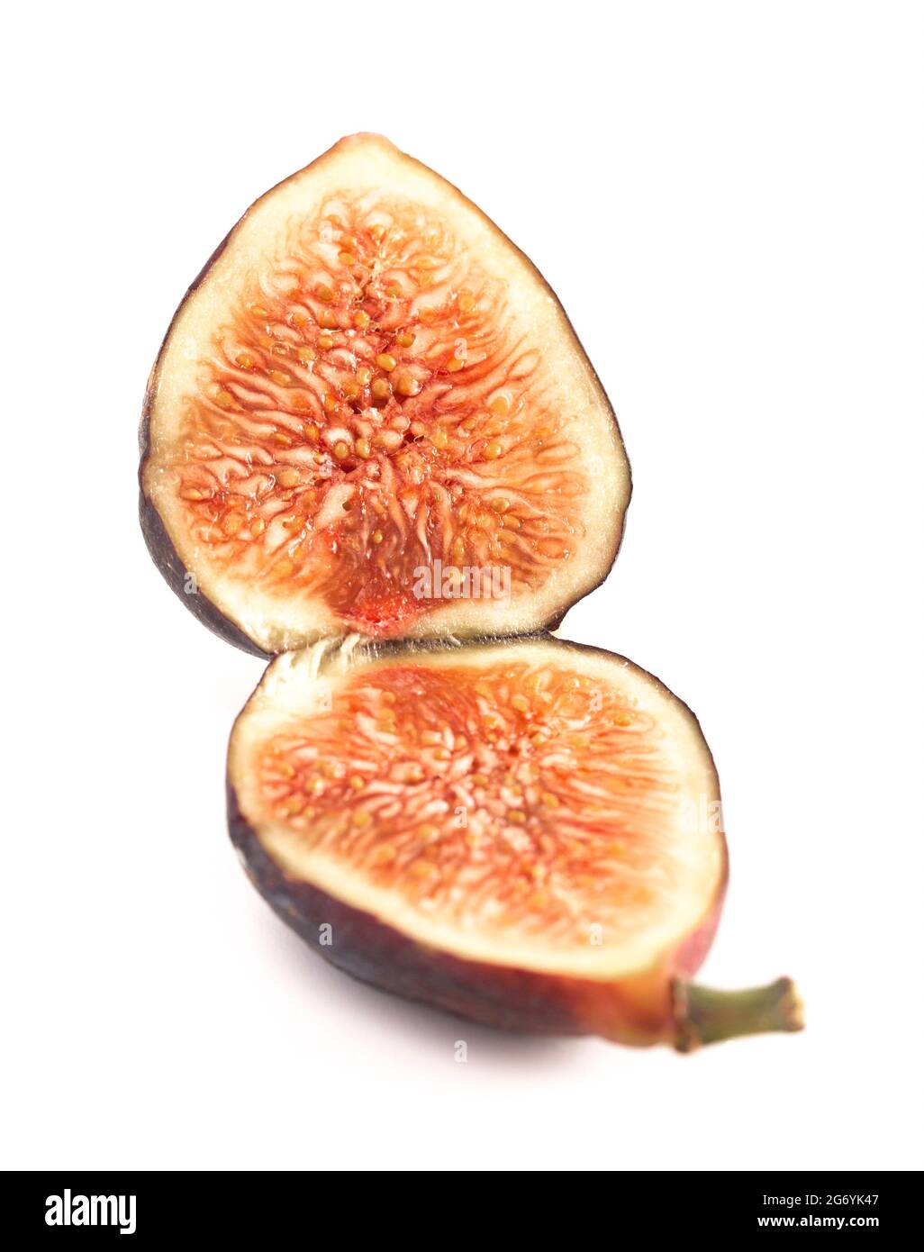 A Fresh Fig Cut in Half Isolated on a White Background Stock Photo - Alamy