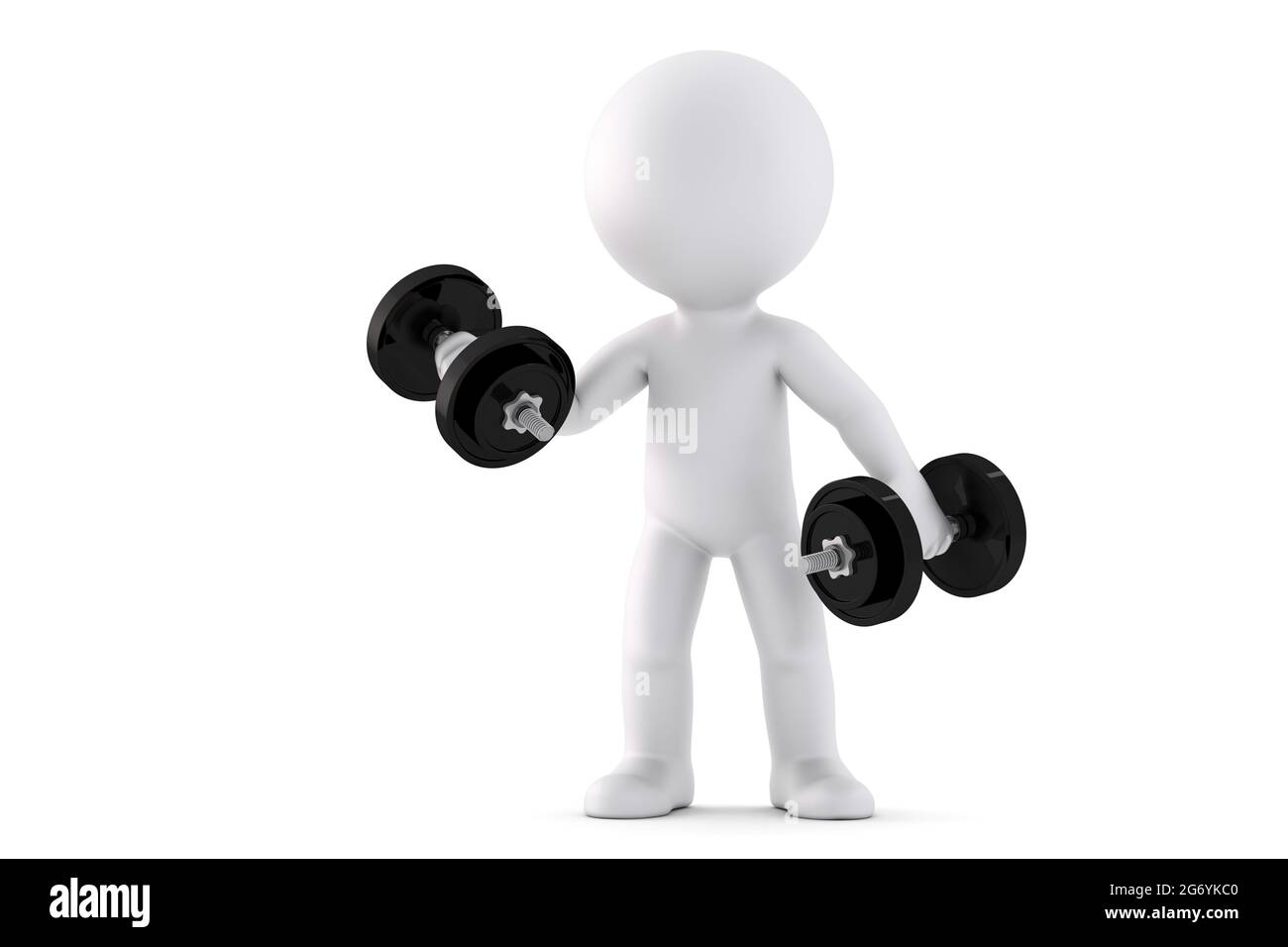 3d man exercising with dumbbells. 3D illustration. Isolated Stock Photo ...