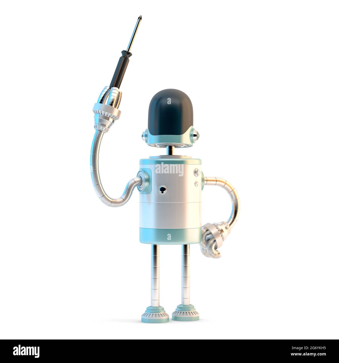Robot with screwdriver. 3D illustration. Isolated Stock Photo - Alamy