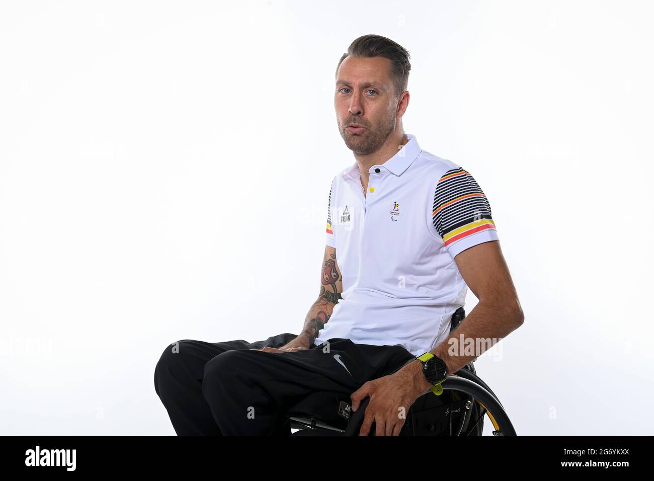 Paralympian athlete Roger Habsch poses for the photographer at a ...