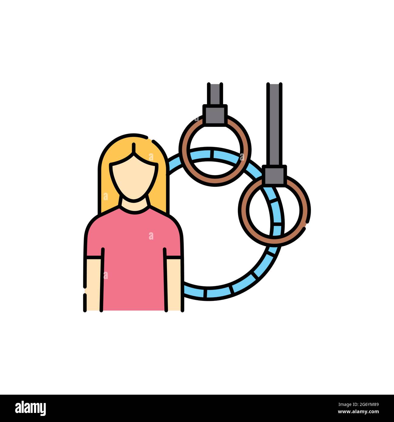 Acrobatics for children olor line icon. Children learning. Pictogram ...