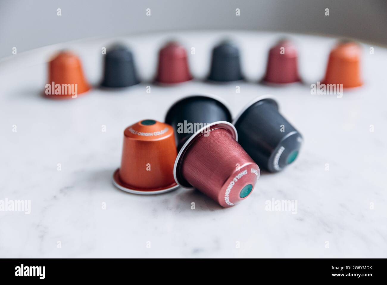 Close up of coffee capsules for different taste Stock Photo - Alamy