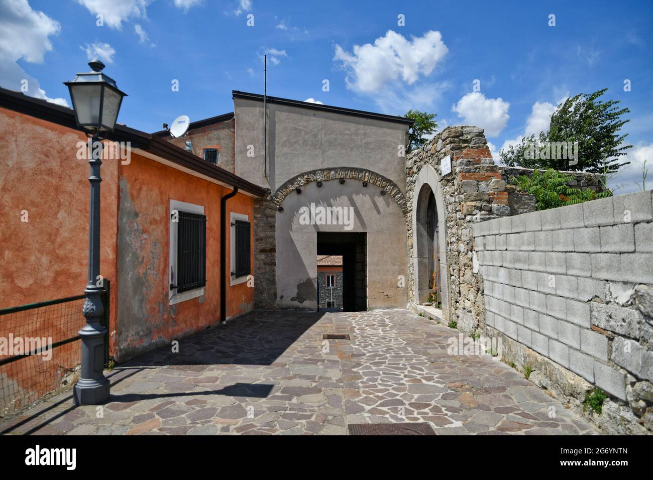 Vallata, Italy, July 3, 2021. A street between the old houses of a ...