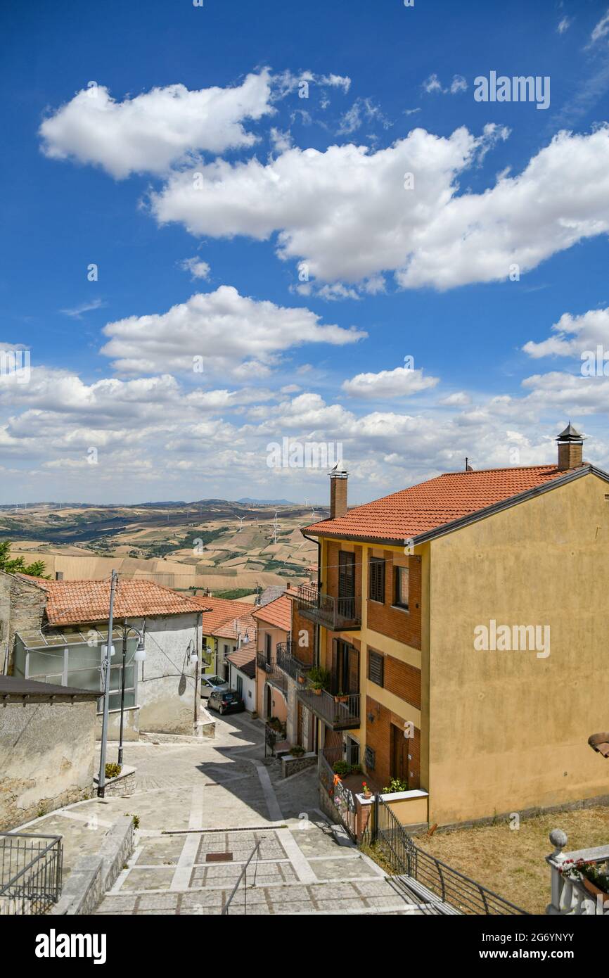 Vallata, Italy, July 3, 2021. A street between the old houses of a ...
