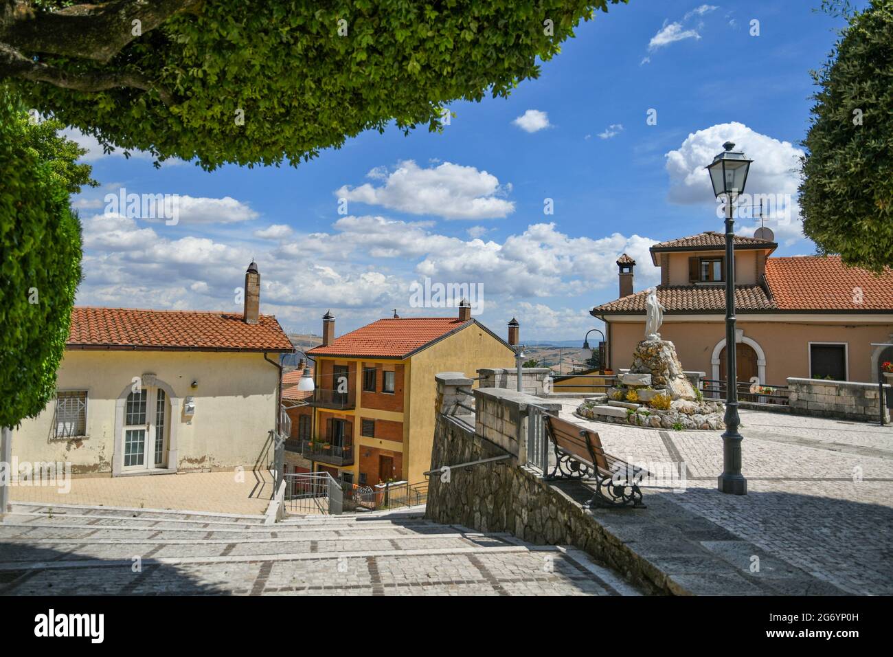 Vallata, Italy, July 3, 2021. A street between the old houses of a ...